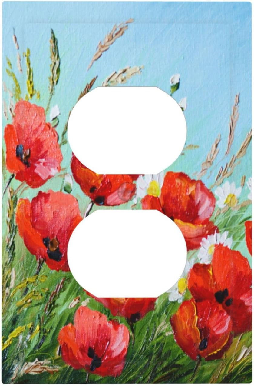Top-kevin Duplex Outlet Receptacle Poppies Flower Spring Wall Plate ...