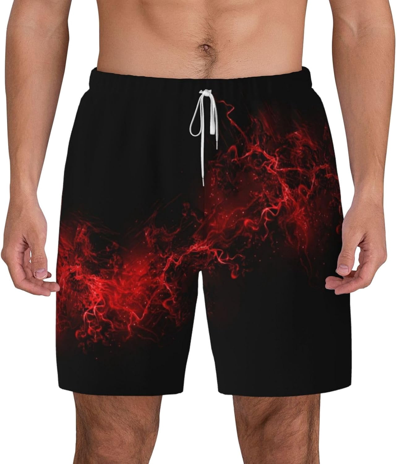 Top-kevin Explosion Burst Red Black Print Men's Bathing Suit Lining ...