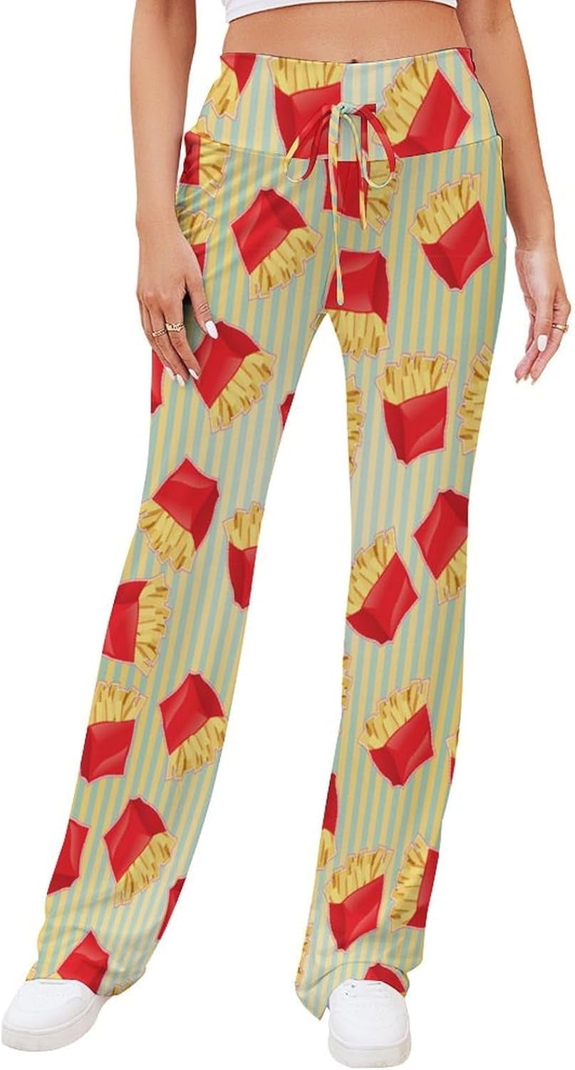Top-kevin Fast Food French Fries Women's Straight Lace Up Yoga Pants ...