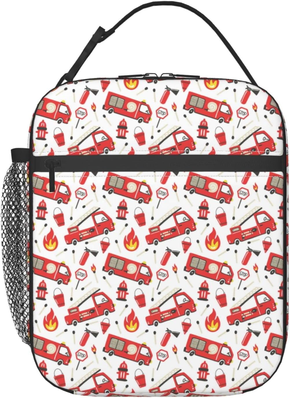 Top-kevin Firefighter Fire Truck Print Lunch Box Insulated Lunchbox for ...