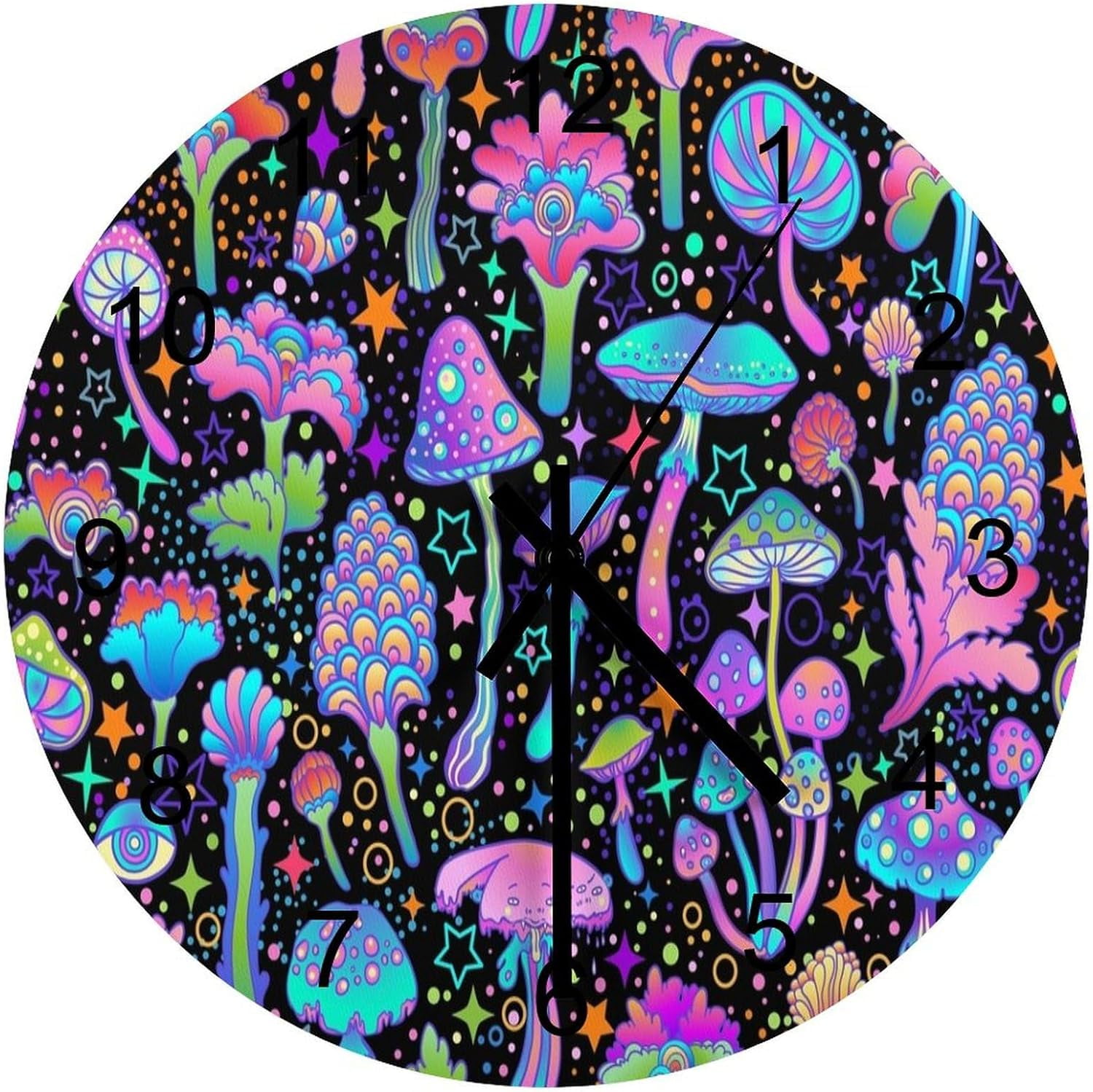 Top-kevin Forest Wall Clock, Watercolor Mountain Forest Nature Tree ...