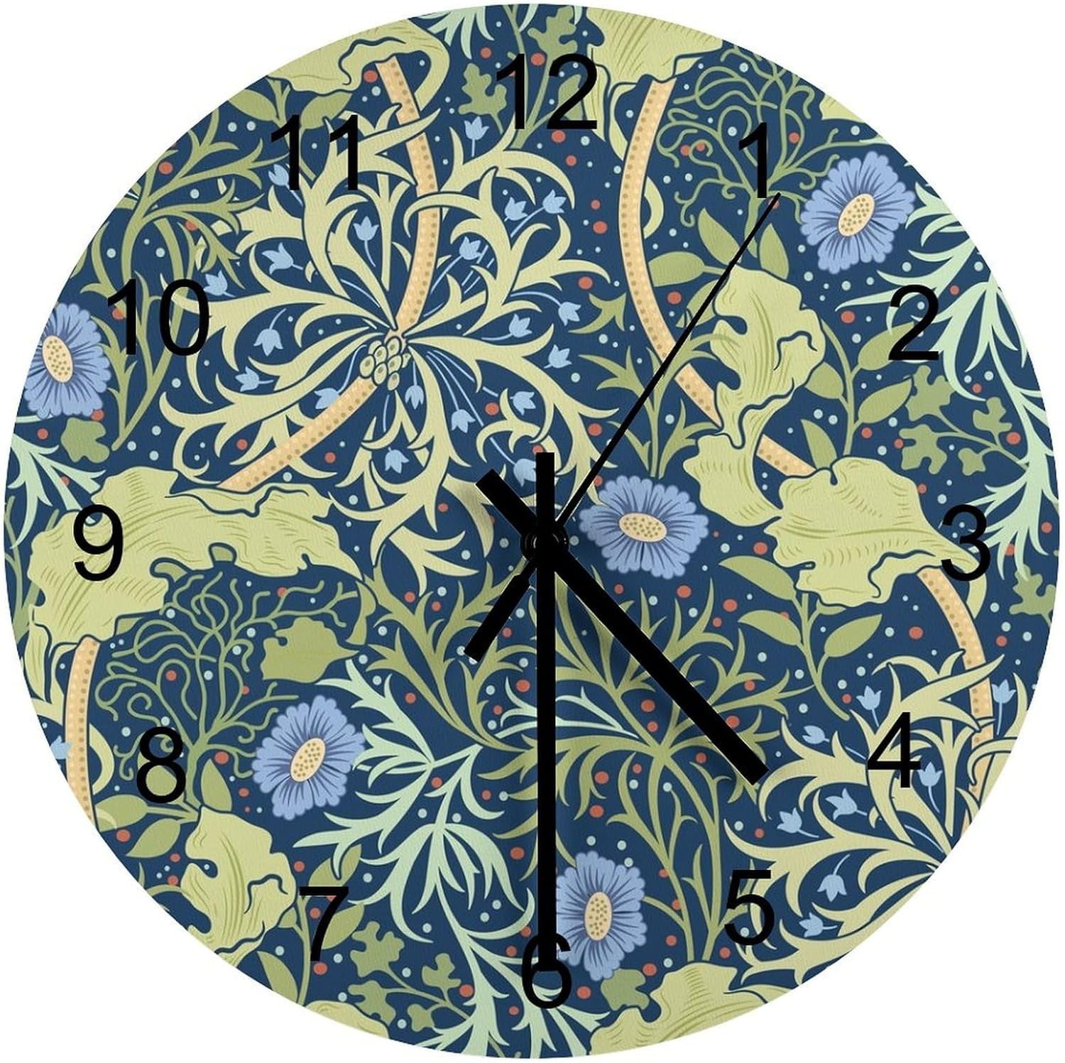 Top-kevin Forest Wall Clock, Watercolor Mountain Forest Nature Tree ...