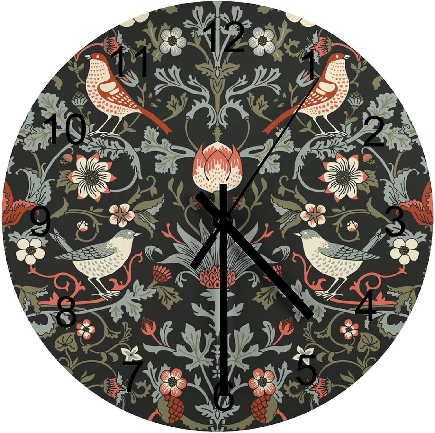 Top-kevin Forest Wall Clock, Watercolor Mountain Forest Nature Tree ...