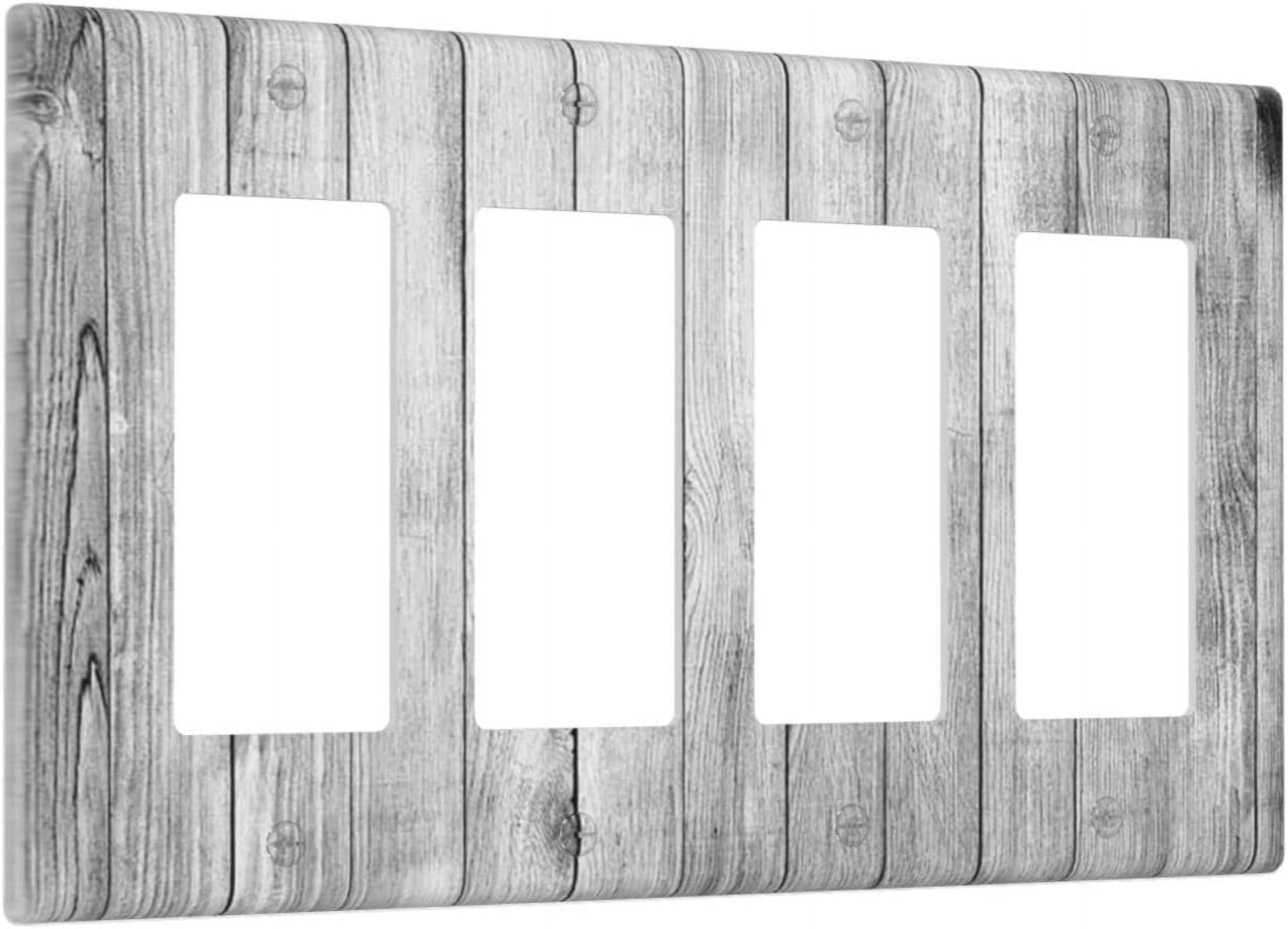 Top-kevin Gray Wood Texture Quad Rocker Wall Plate for Electrical ...