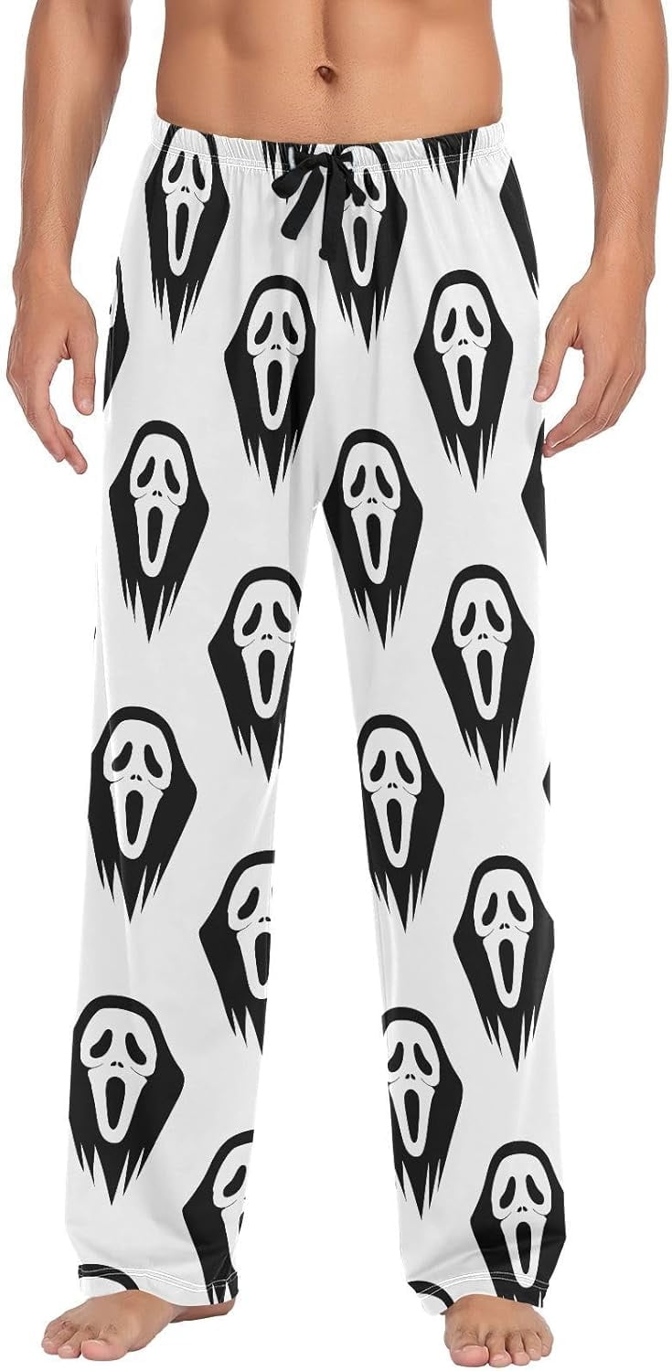 Top-kevin Halloween Black Ghost Scream Pajama Pants Cute Scary Face ...