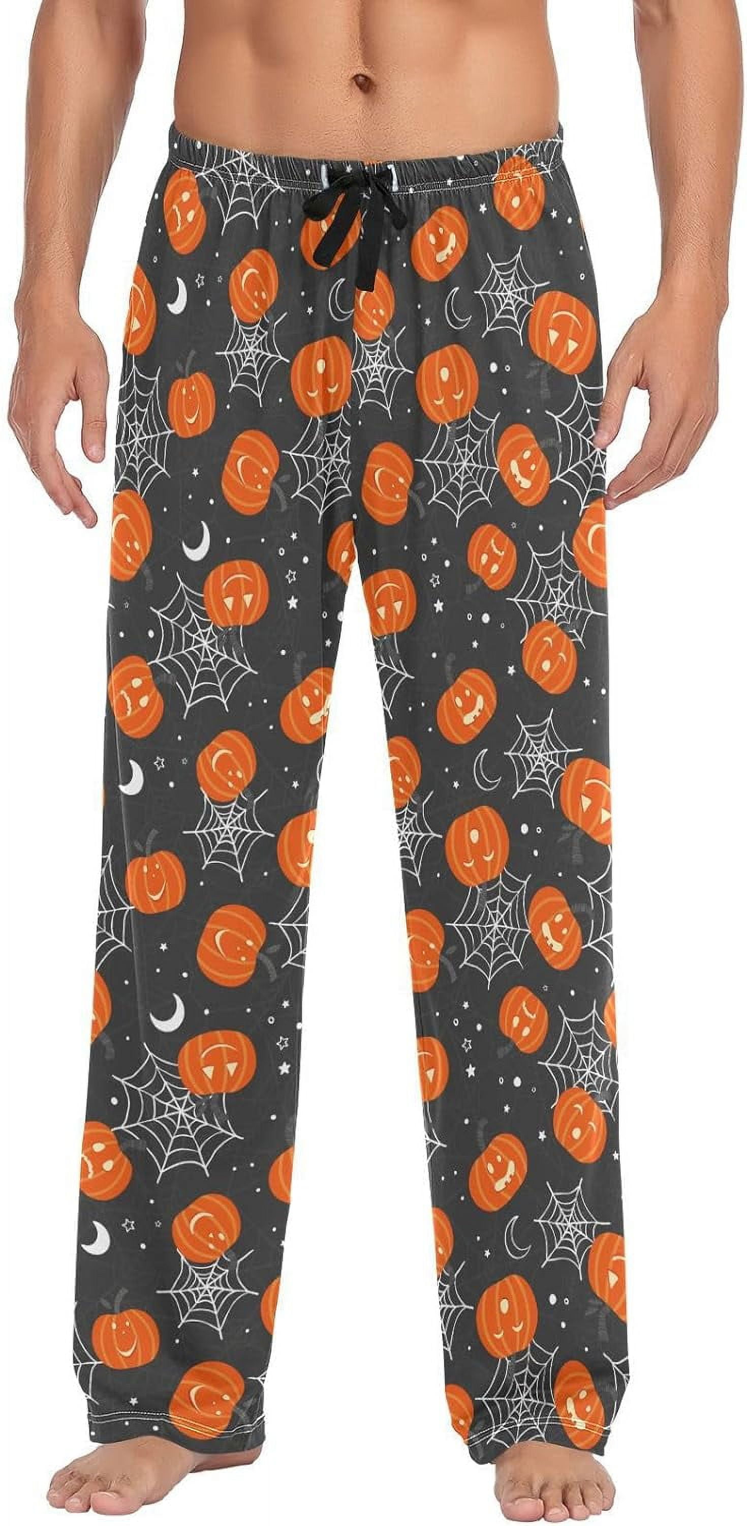 Top-kevin Halloween Pumpkin Spider Web Men's Pajama Pants Sleepwear ...
