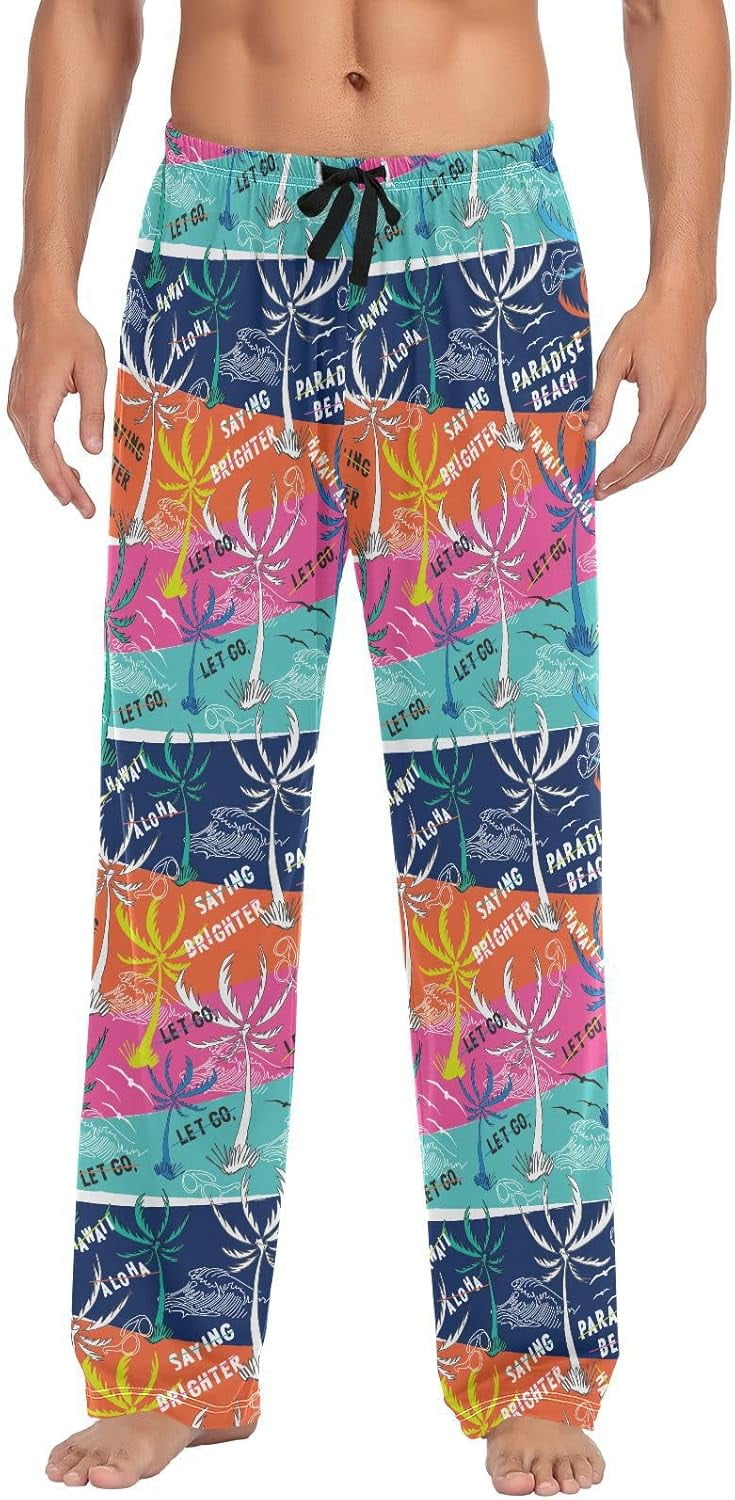 Top-kevin Hawaii Aloha Tropical Trees Graphic Men's Pajama Bottoms ...