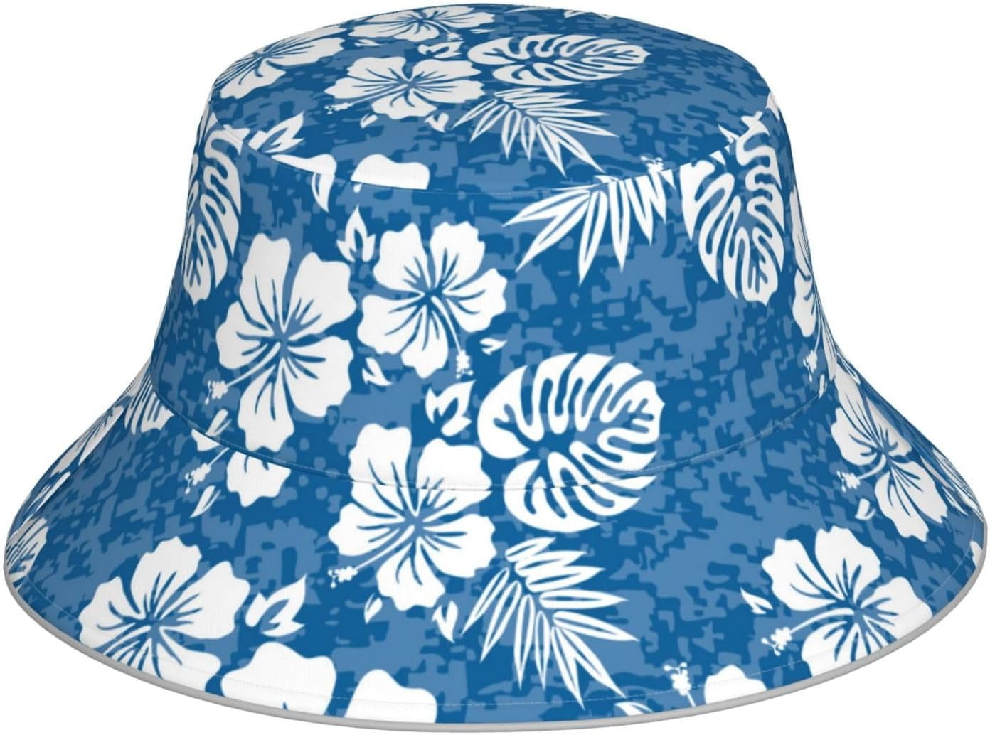 Top-kevin Hawaiian Tropical Leaves Blue Bucket Hats for Men Woman ...