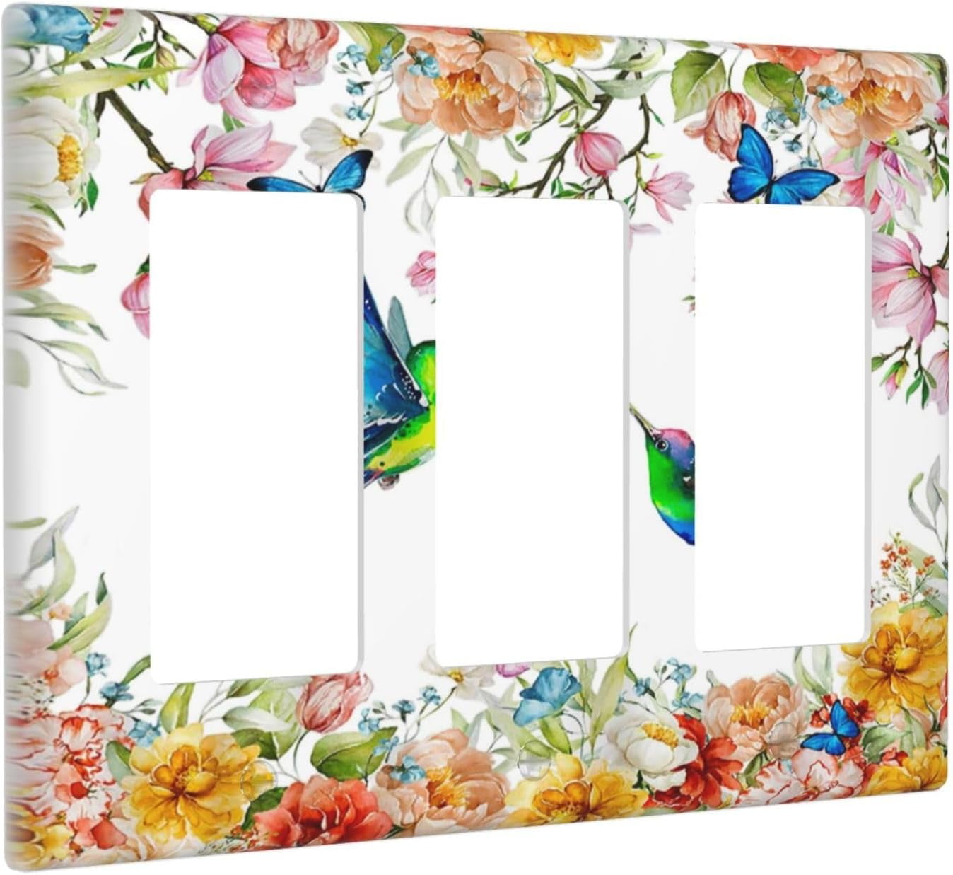 Top-kevin Hummingbird Spring Floral Light Switch Cover Wall Plate 3 ...