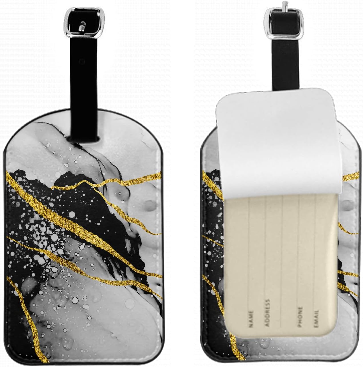 Top-kevin Ink Painting Luggage ID Tags Golden Lines Water Drop Modern ...