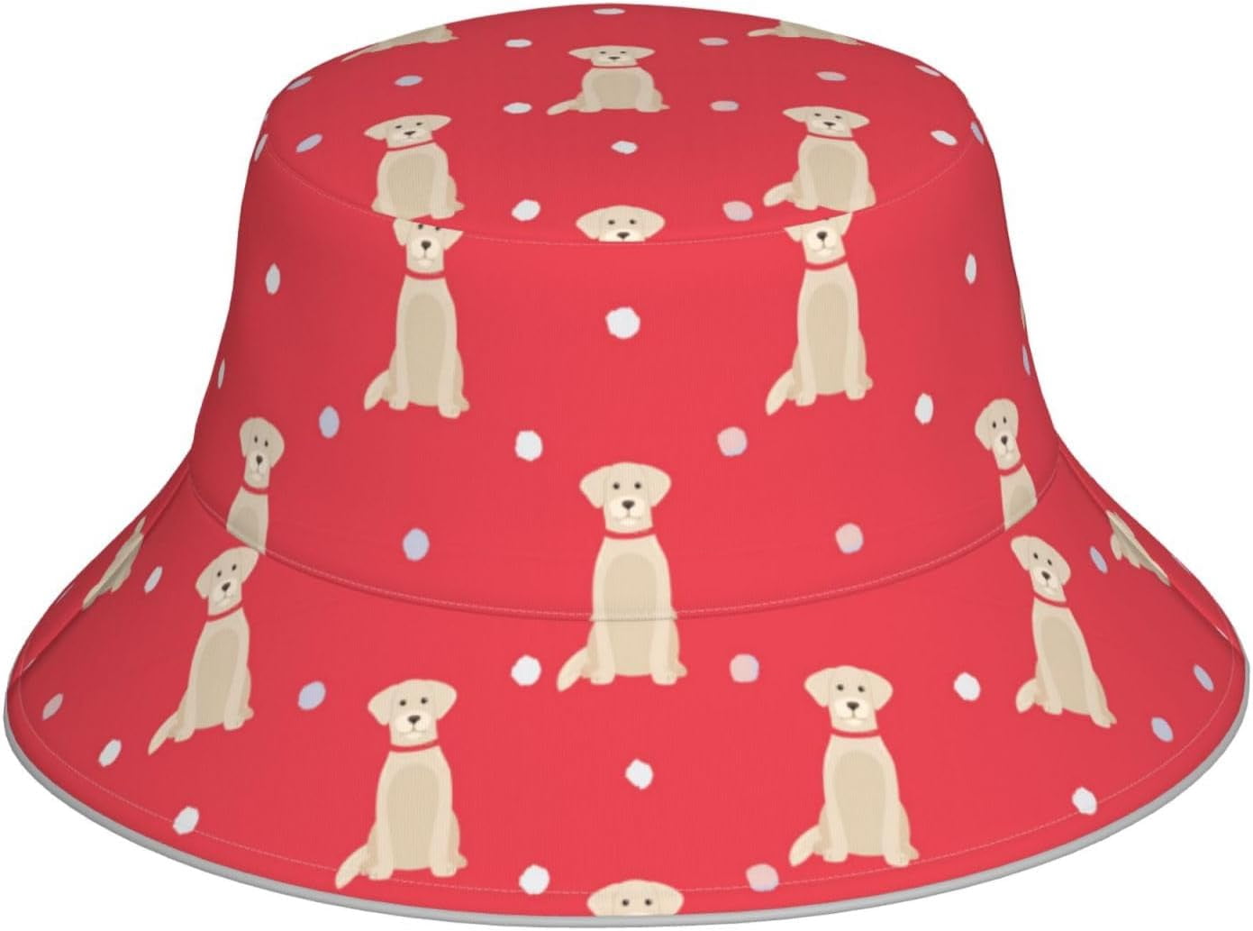 Top-kevin Labrador Retriever Dog Red Print Bucket Hats for Men Woman ...