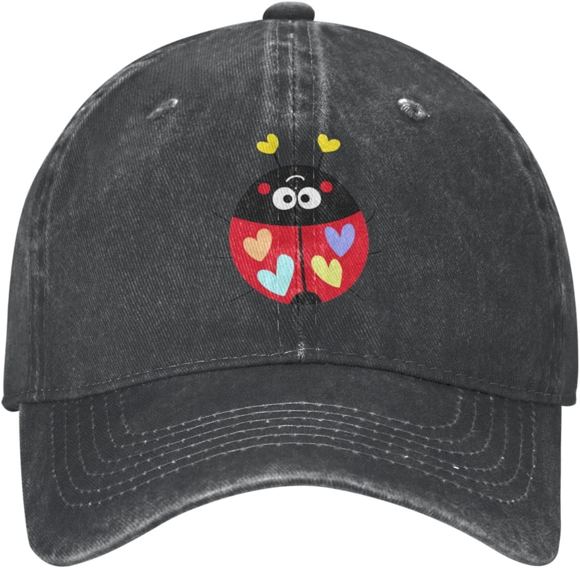 Top-kevin Ladybug Cute Gold Distressed Adjustable Washed Denim Mens Dad ...