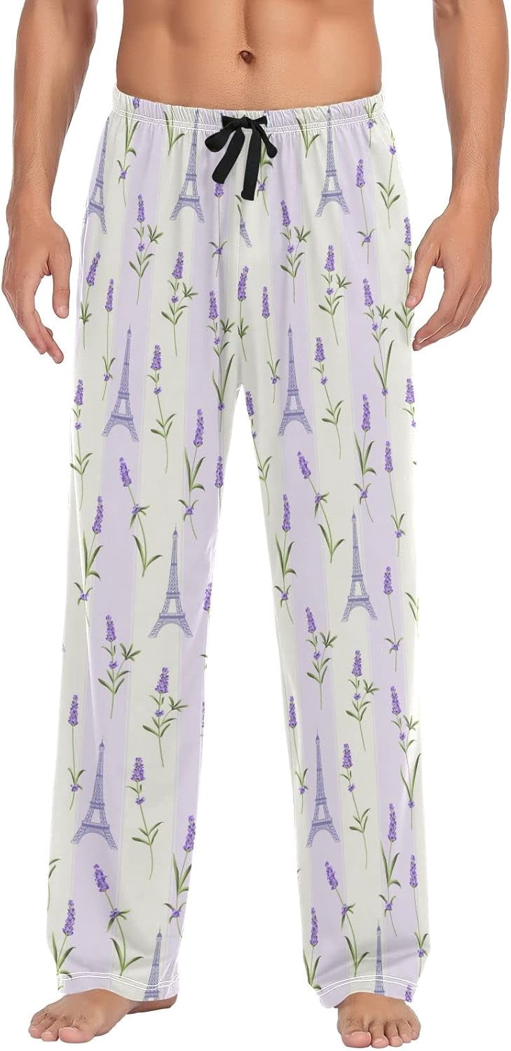 Top-kevin Lavender Eiffel Tower TPajama Pants Mens Lounge Pants ...