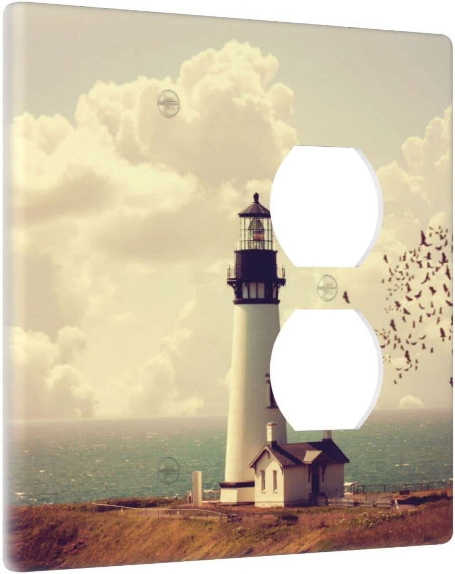 Top-kevin Lighthouse Combo Blank Outlet Wall Plate for Electrical Outlets Decorative Receptacle ...
