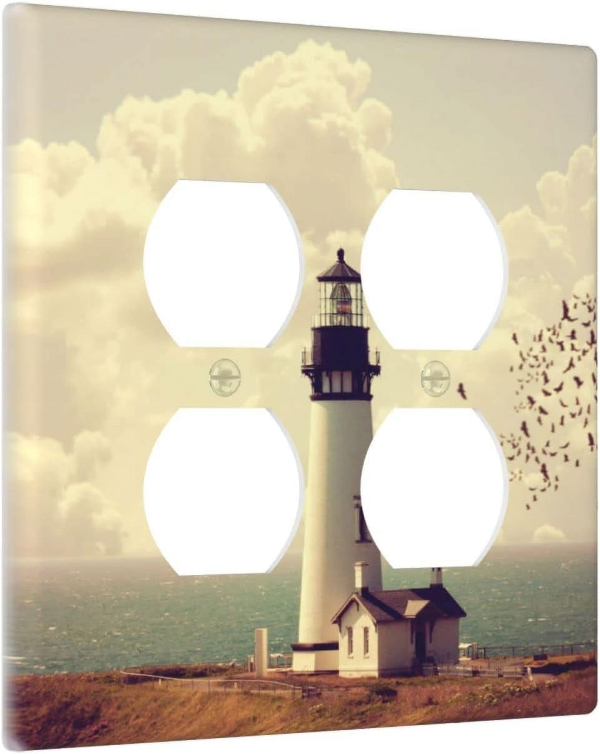 Top-kevin Lighthouse Double Outlet Wall Plate for Electrical Outlets Decorative Receptacle Room ...