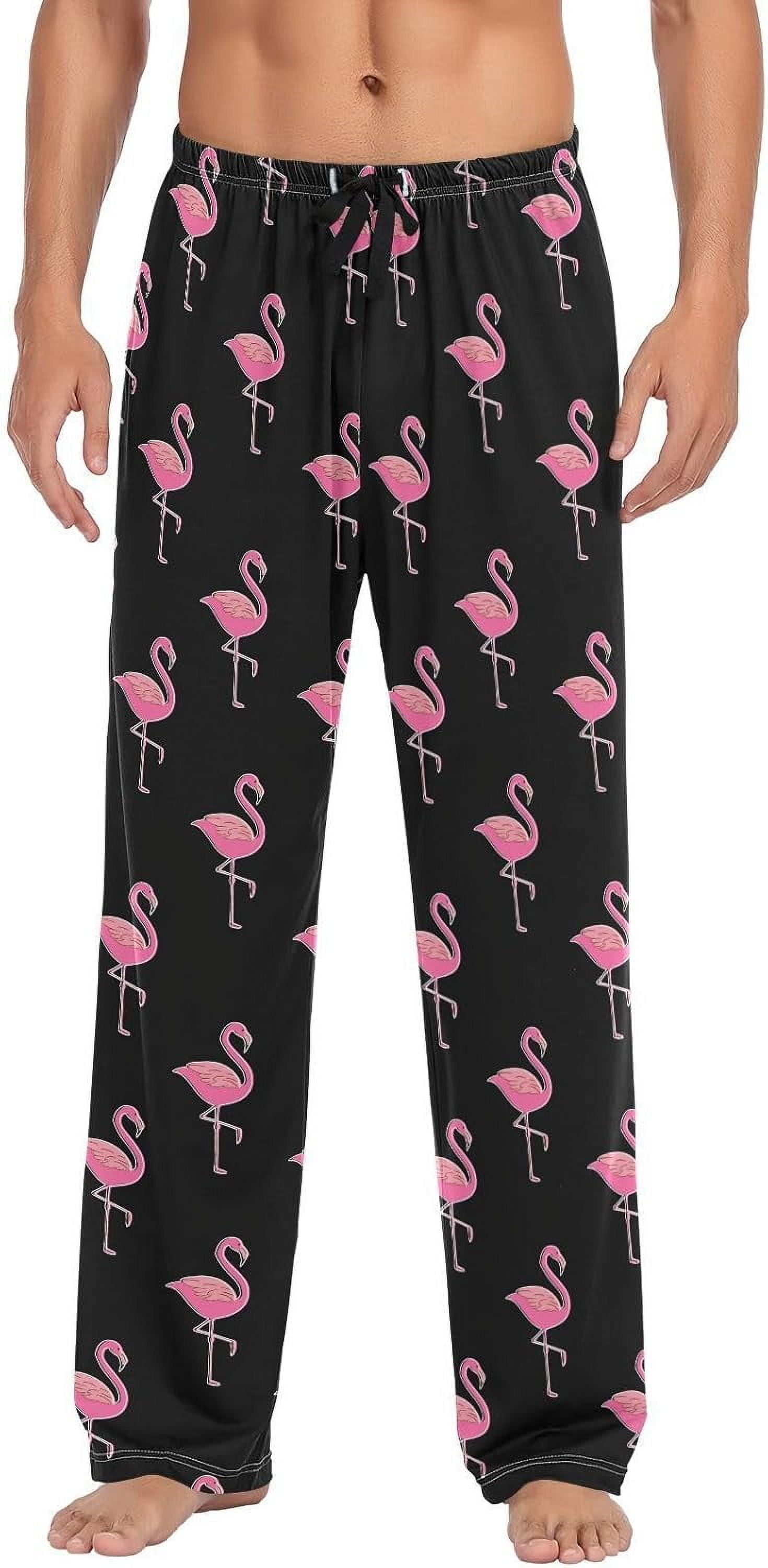 Top-kevin Lovely Flamingos Black Pajama Pants Mens Lounge Pants ...