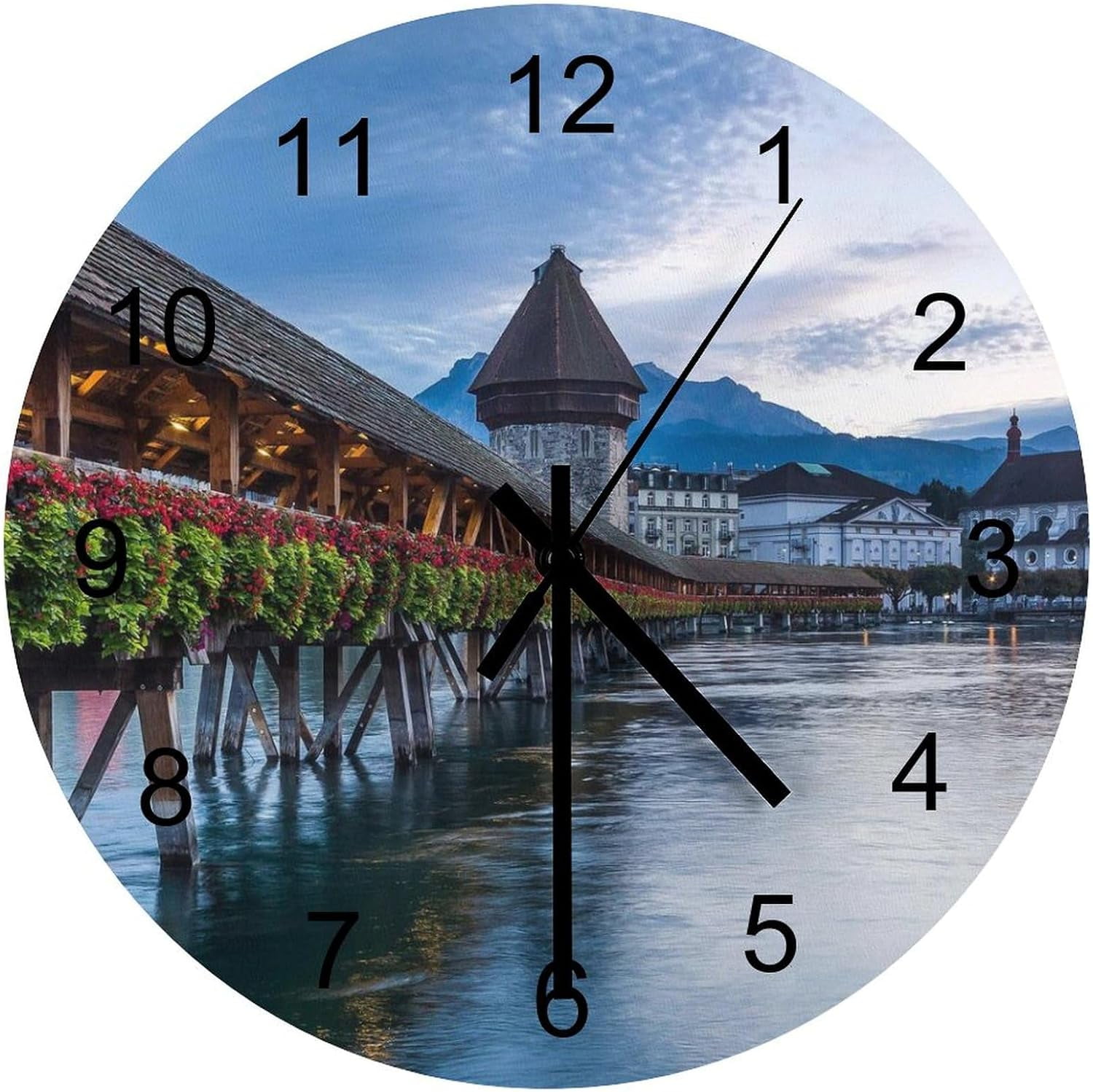 Top-kevin Lucerne Switzerland Wall Clock Silent Non Ticking Round Home ...