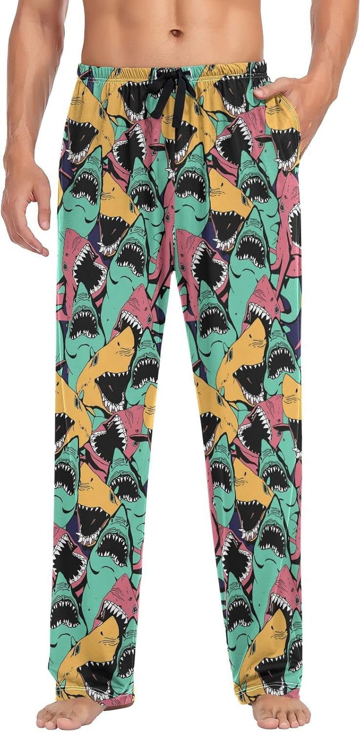 Top-kevin Men's Pajama Bottoms Multicolor-angry Shark Pants for Men ...
