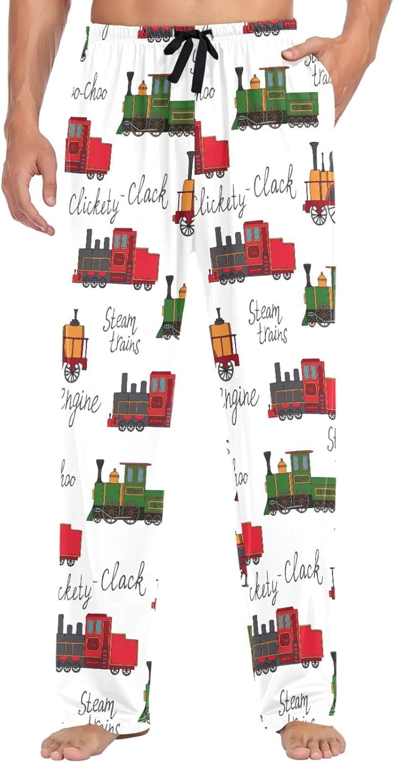 Top-kevin Men's Pajama Bottoms Retro Engines Train Mens Pajama Pants ...