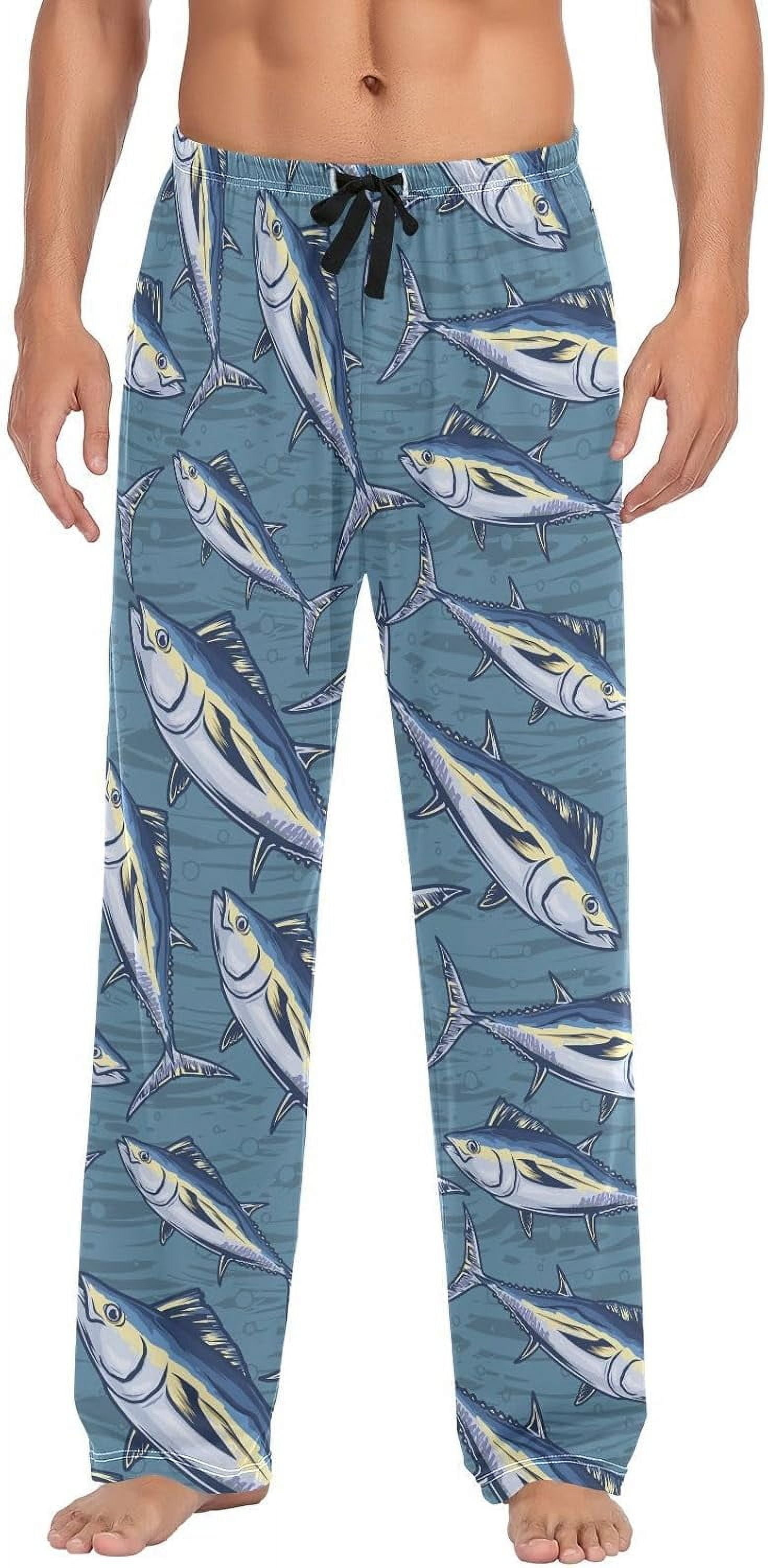 Top-kevin Men's Pajama Pants Super Soft Marine Tuna Fish Sleep Lounge ...