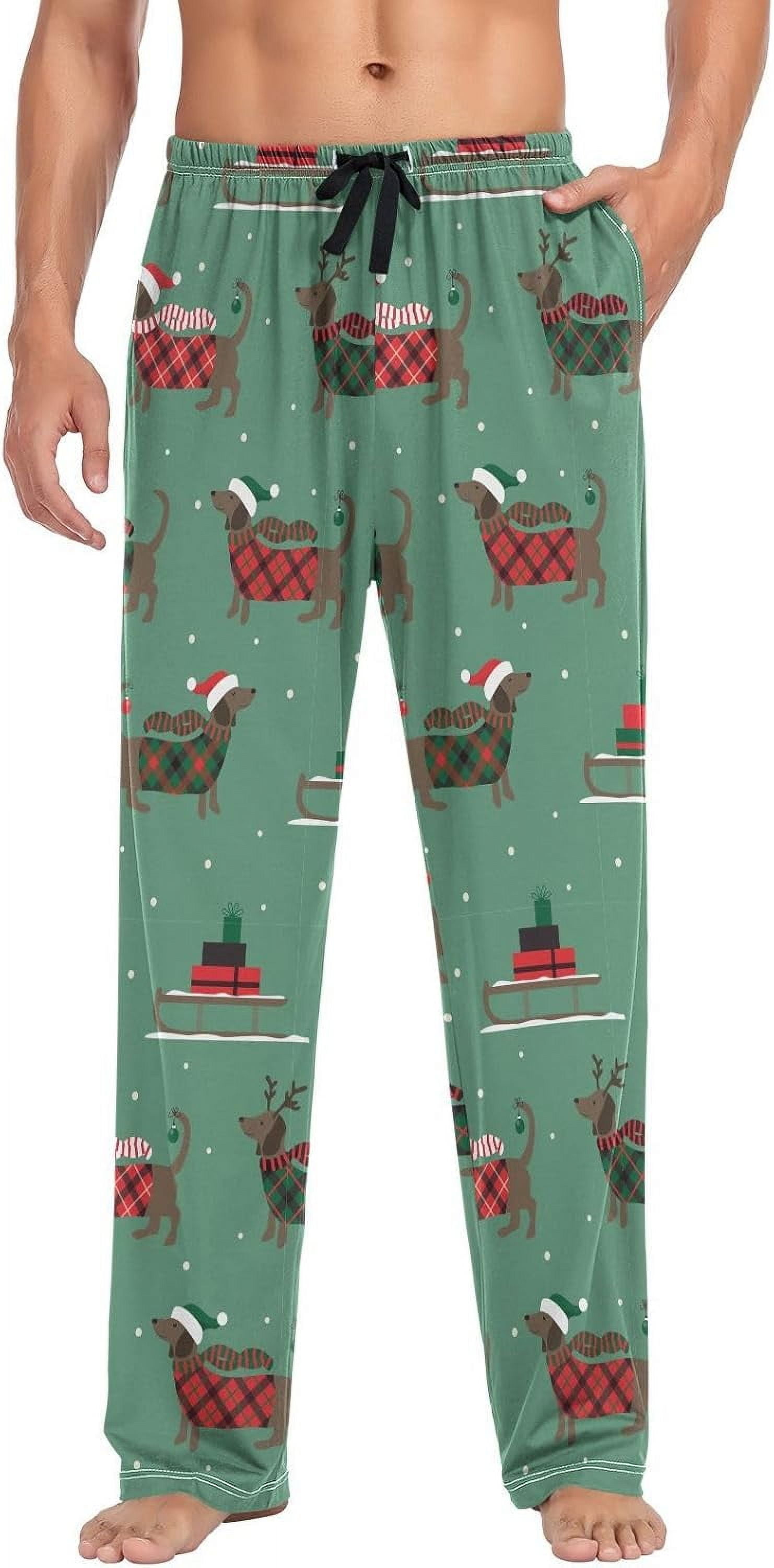 Top-kevin Mens Pajama Bottoms Sledges Duchshunds Snowflakes Pajama ...