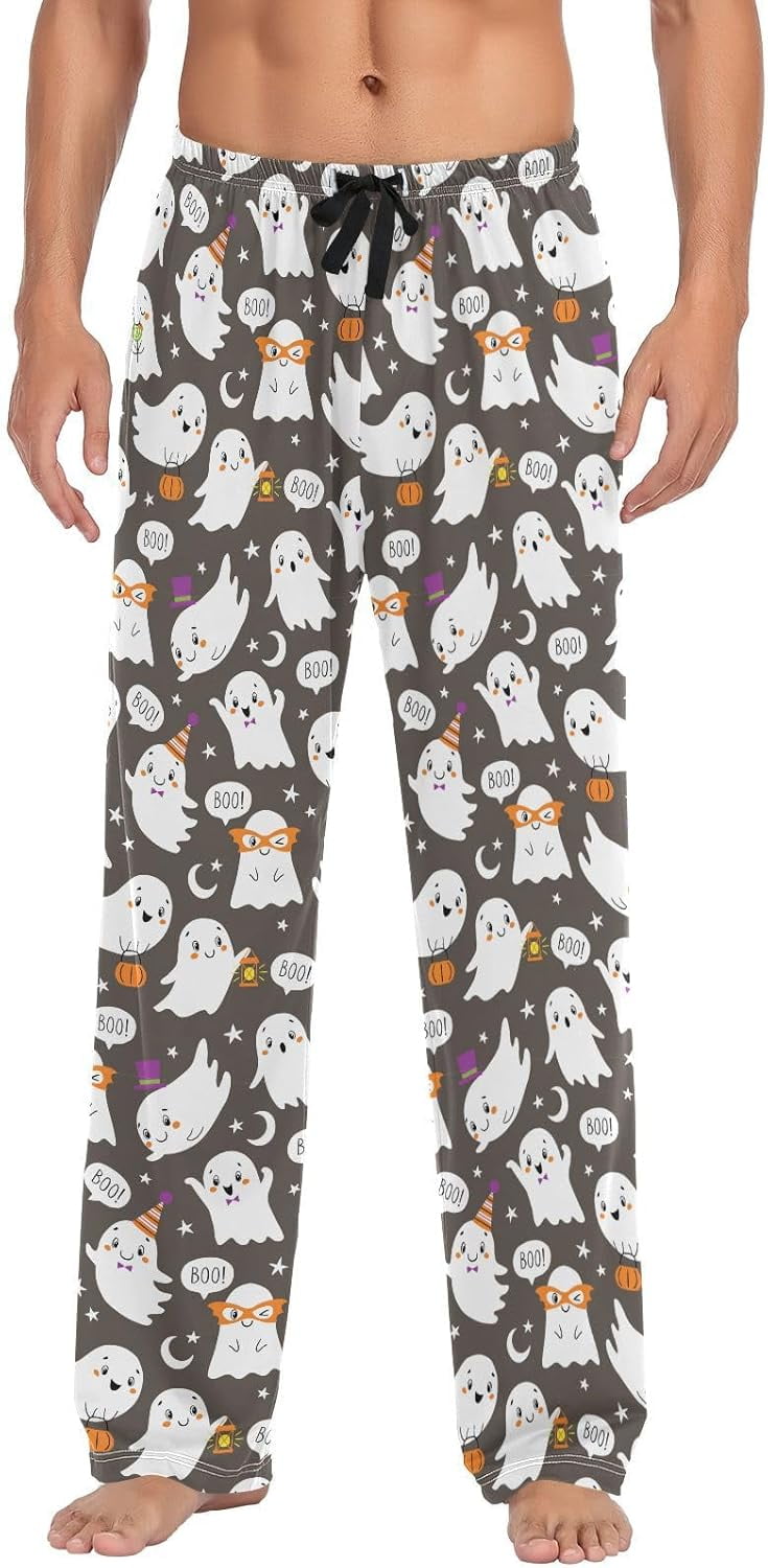 Top-kevin Mens Pajama Pants Ghosts Halloween Boo Lounge Pajama Bottoms ...