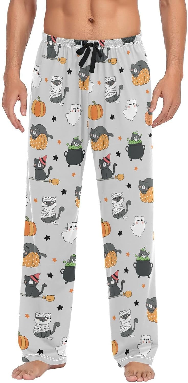 Top-kevin Mens Pajama Pants Ghosts Halloween Boo Lounge Pajama Bottoms ...