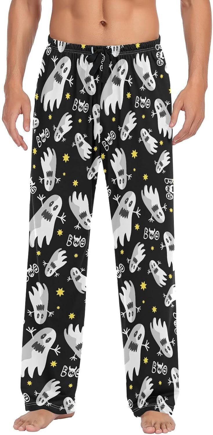 Top-kevin Mens Pajama Pants Ghosts Halloween Boo Lounge Pajama Bottoms ...