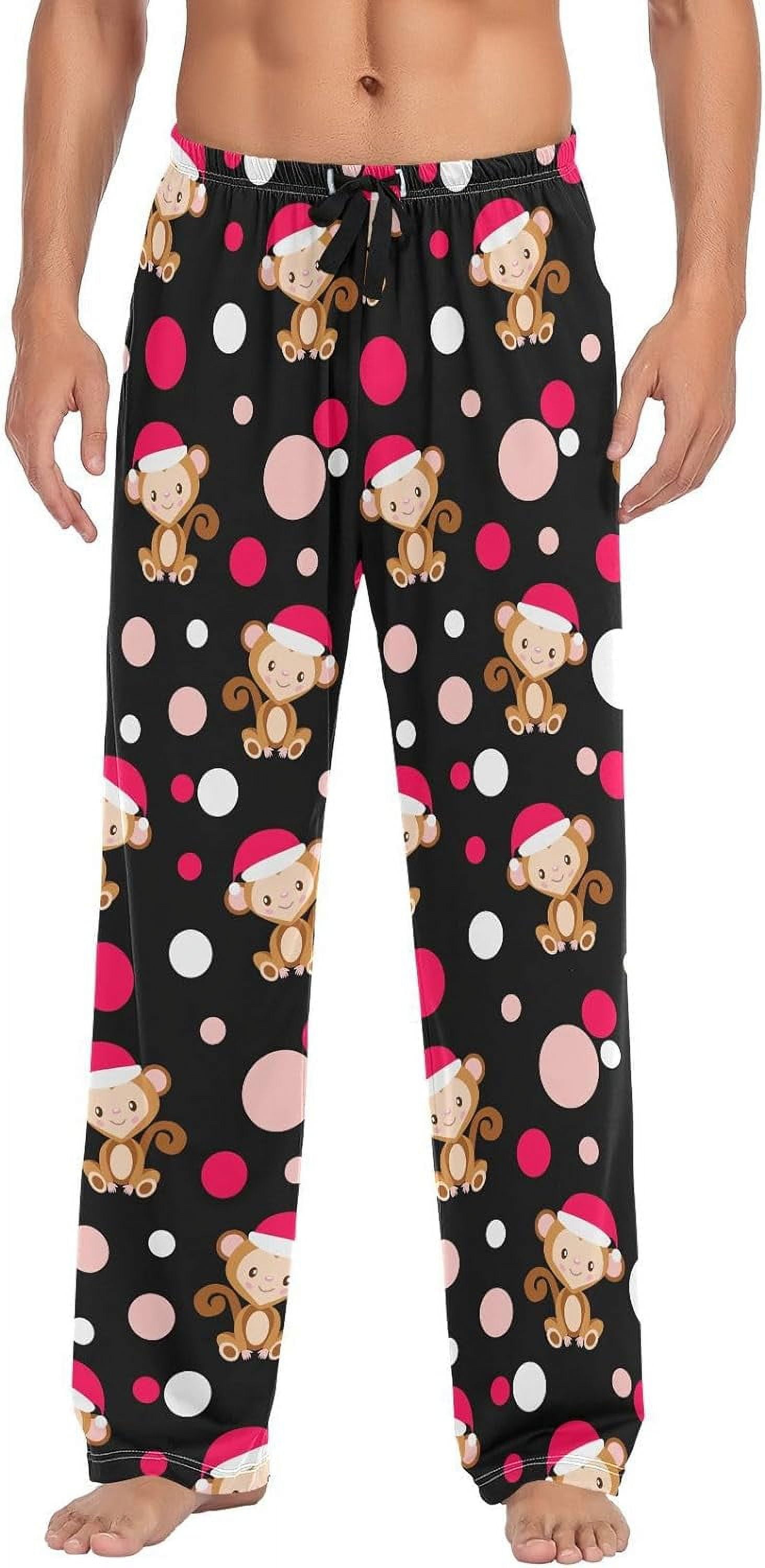 Top-kevin Multi- Xmas Cartoon Monkey Pajama Pants for Men Pajama ...
