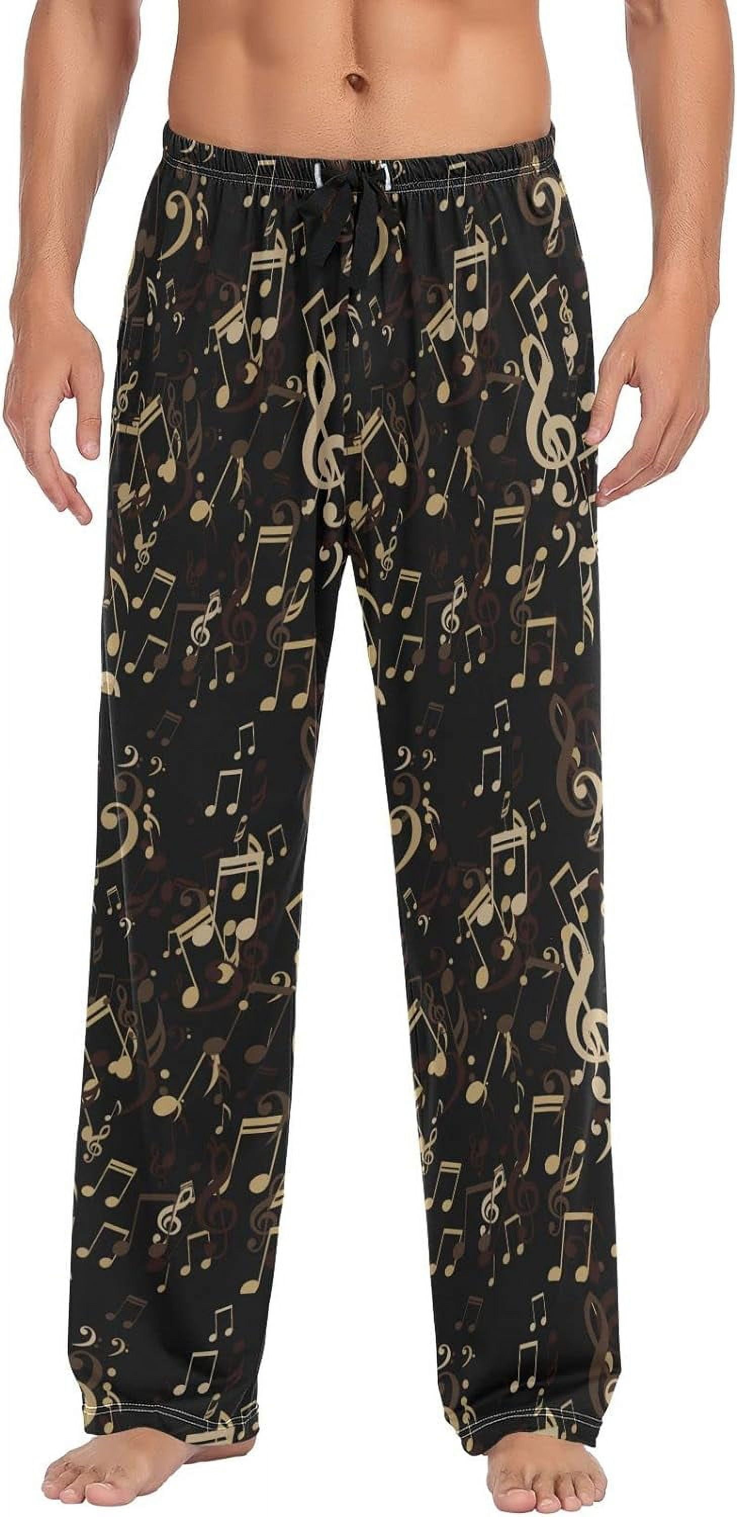 Top-kevin Music Note Black Men's Pajama Pants Pjs Bottoms with Pockets ...