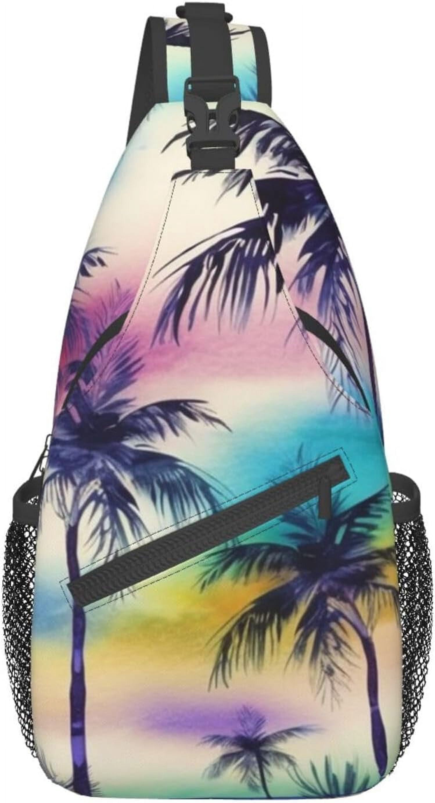 Top-kevin Palm Tree Print Cross Chest Bag,Crossbody Backpack Sling Bag ...