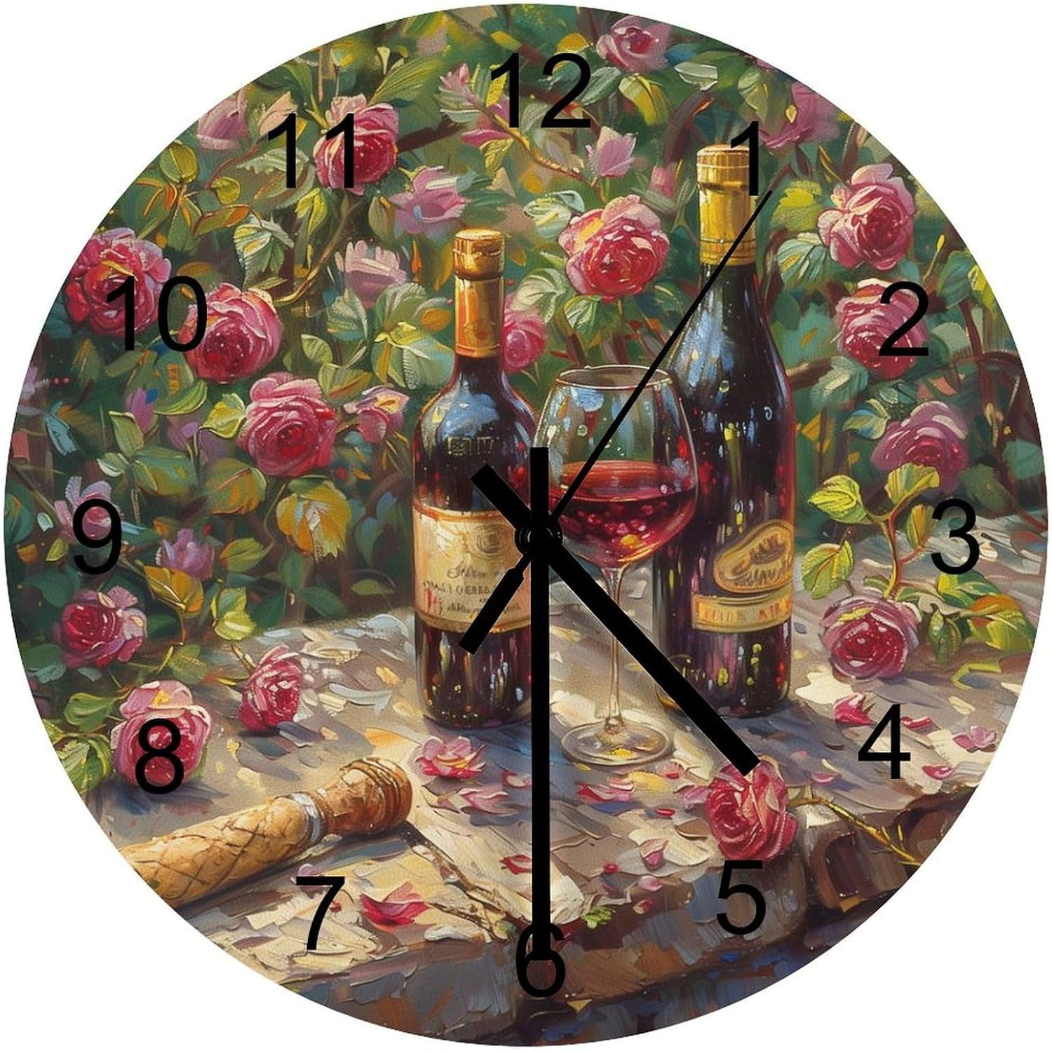 Top-kevin Red Wine Wall Clock 12 Inch Silent Non Ticking Clock Wooden ...