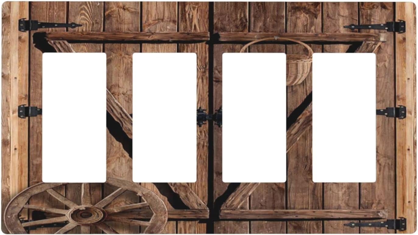 Top-kevin Rustic Barn Door 4 Gang Rocker/GFCI Screwless Light Switch ...