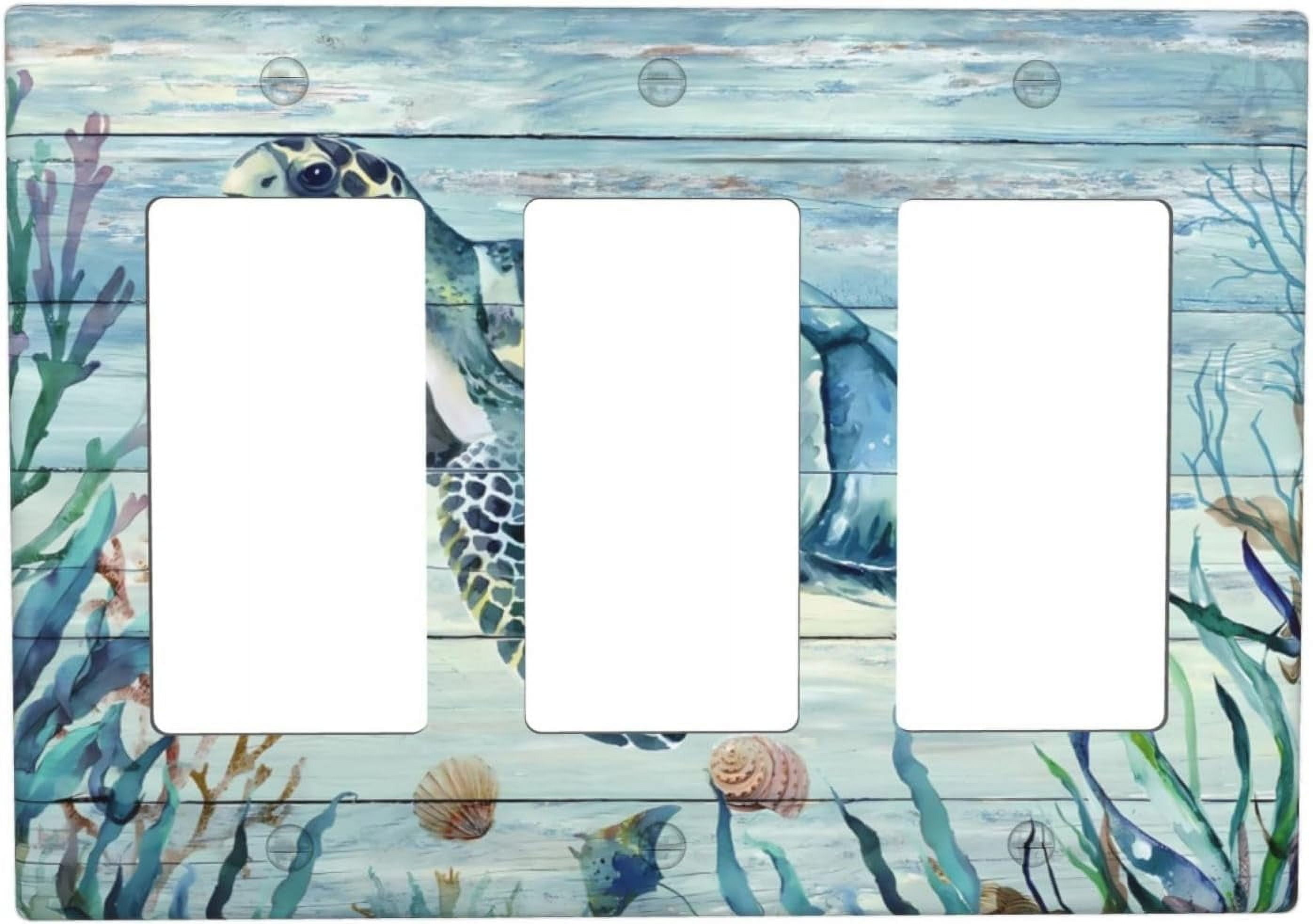 Top-kevin Rustic Sea Turtle Triple Rocker 3 Gang Farmhouse Vintage ...