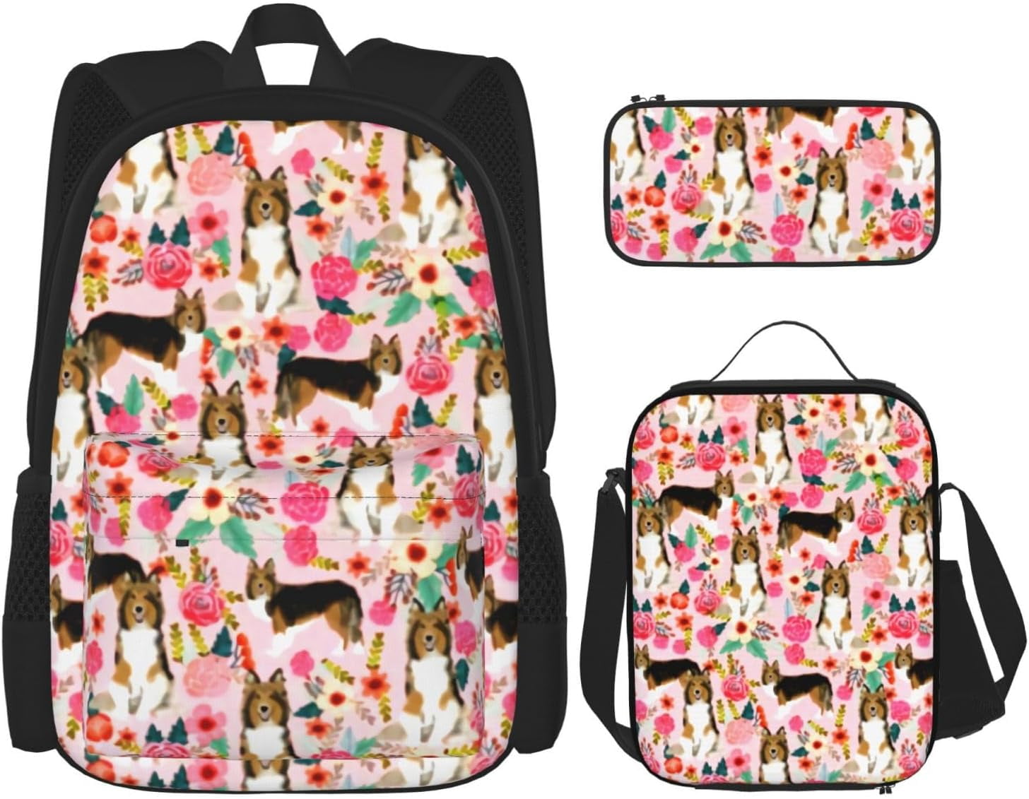 Top-kevin Sheltie Floral Shetland Sheepdog Sheltie Dog Design Backpack ...