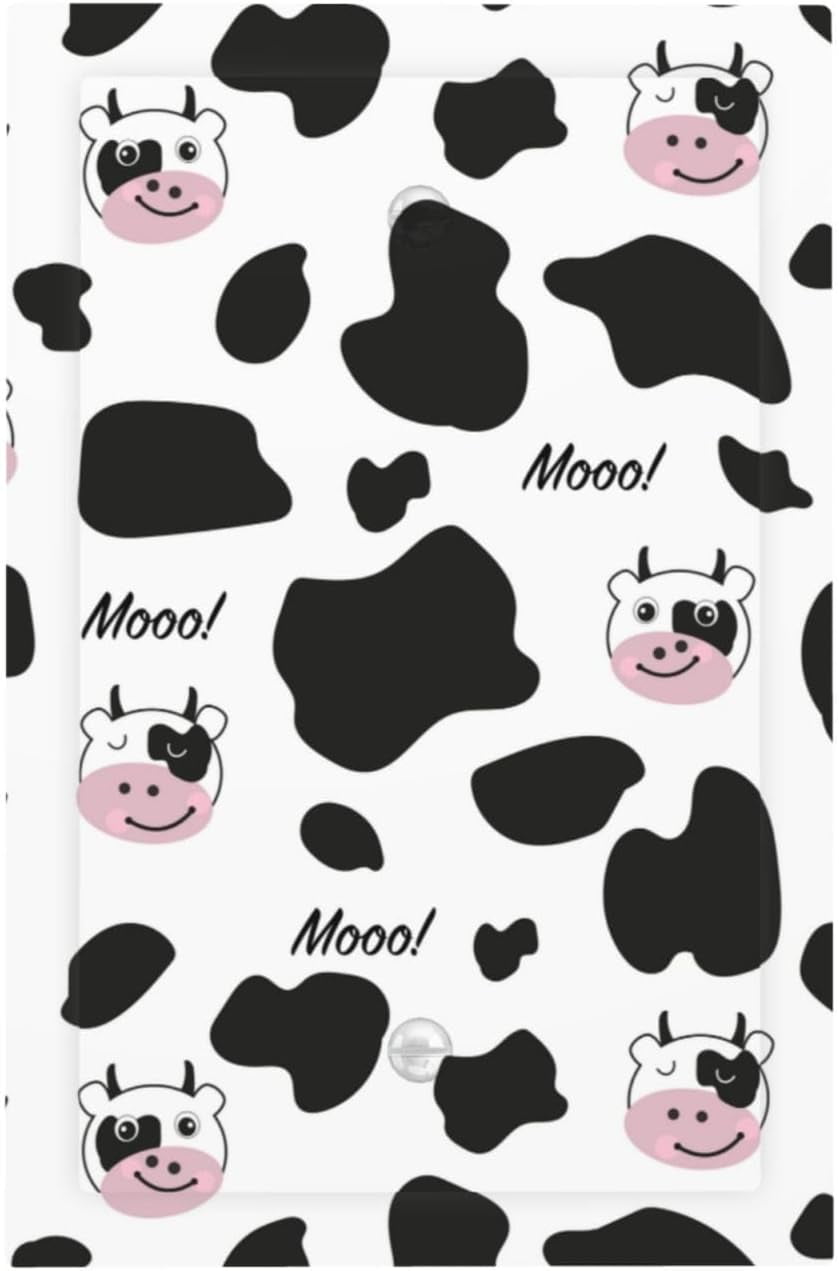 Top-kevin Single Blank Receptacle Cow Moo Face Black Wall Plate Cover ...