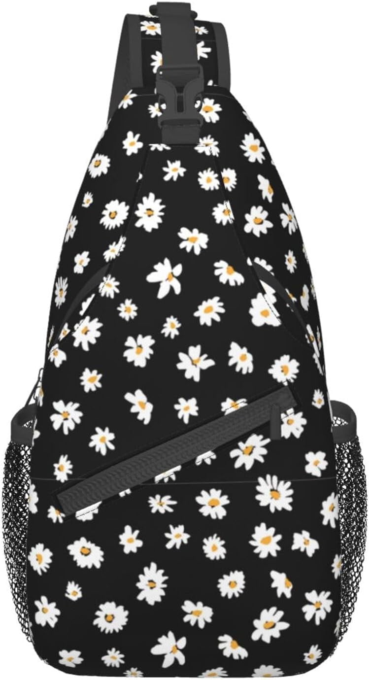 Top-kevin Small White Daisy Flower Print Cross Chest Bag,Crossbody ...