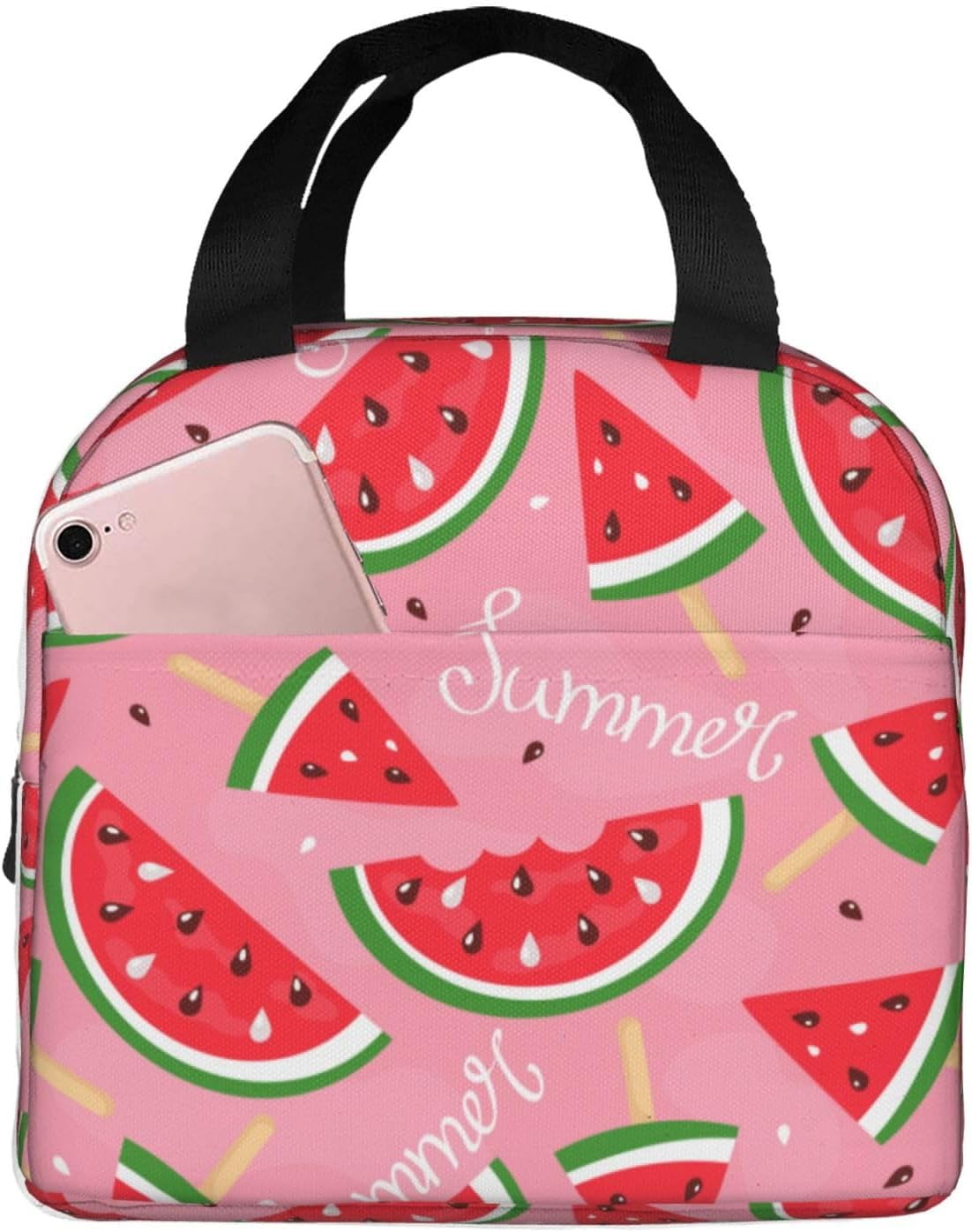 Top-kevin Summer Watermelon Print Insulated Lunch Bag Reusable Lunch ...
