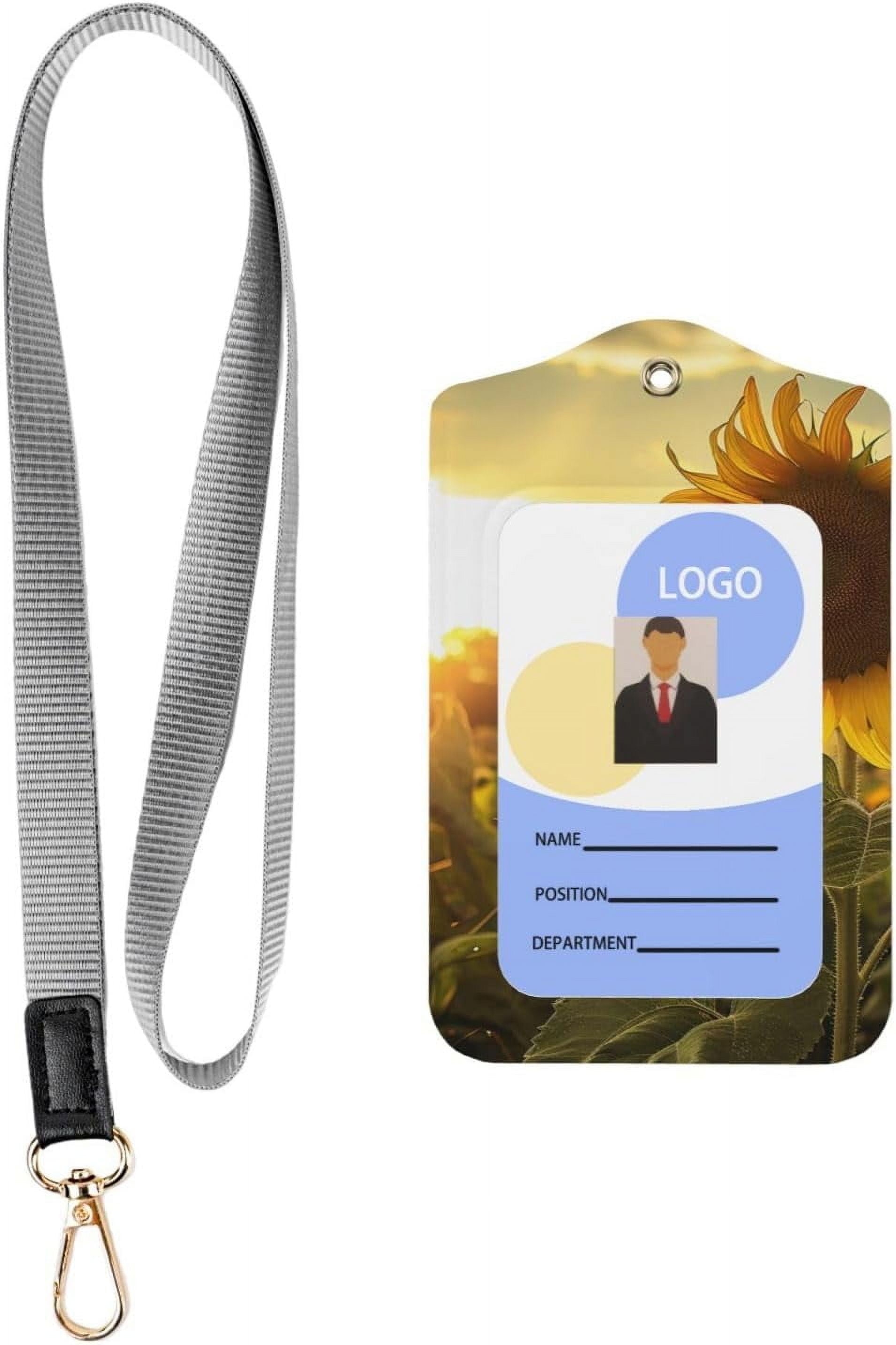 Top-kevin Sunflowers Sun Printed Leather Card Badge Holder 2.8x4.6 ...