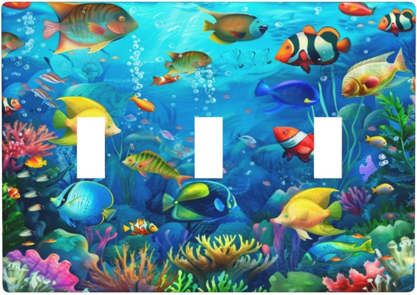 Top-kevin Tropical Fish Sea Summer 3 Gang Toggle Light Switch Covers ...