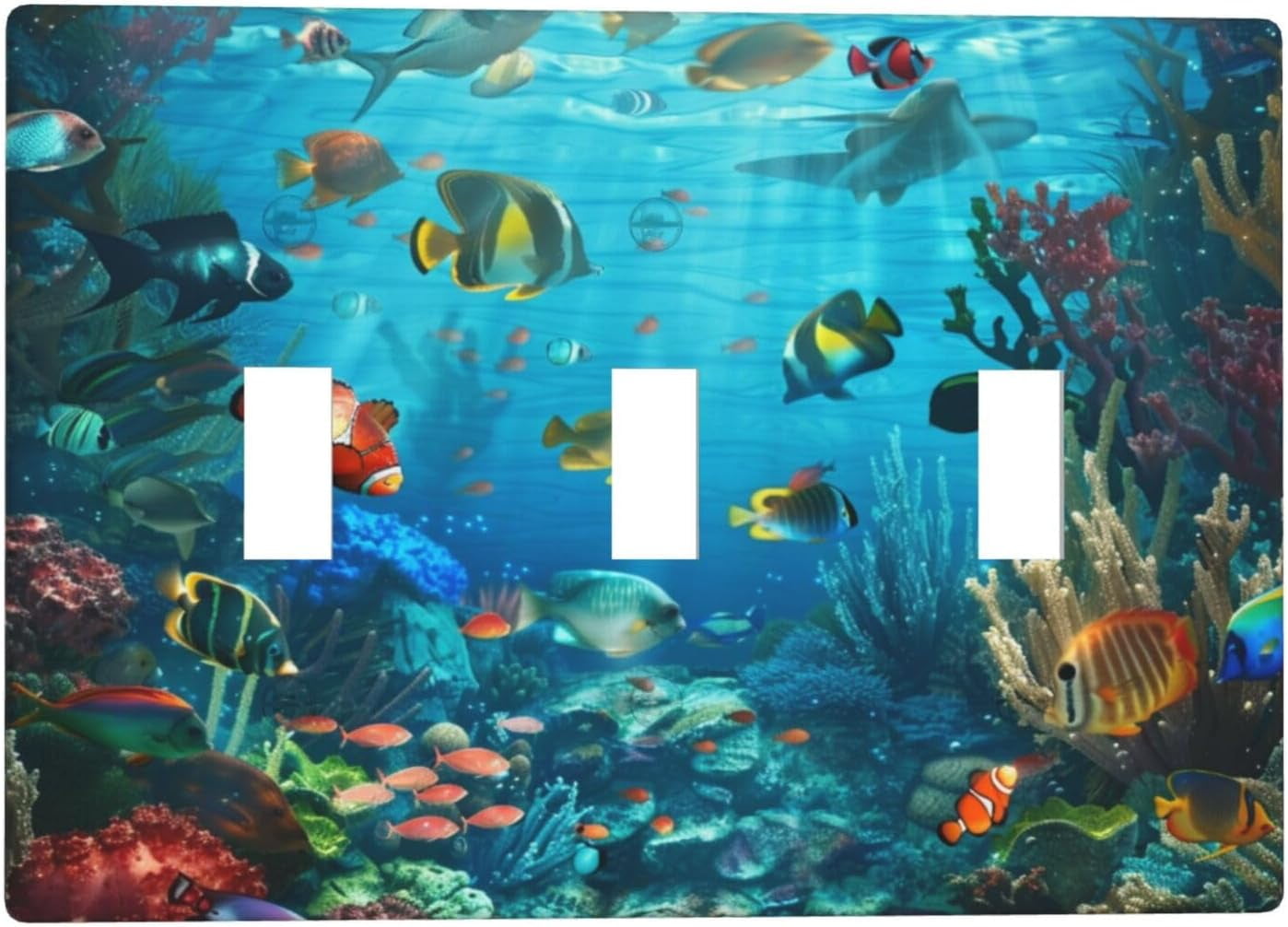 Top-kevin Underwater Tropical Fish 3 Gang Toggle Light Switch Covers ...
