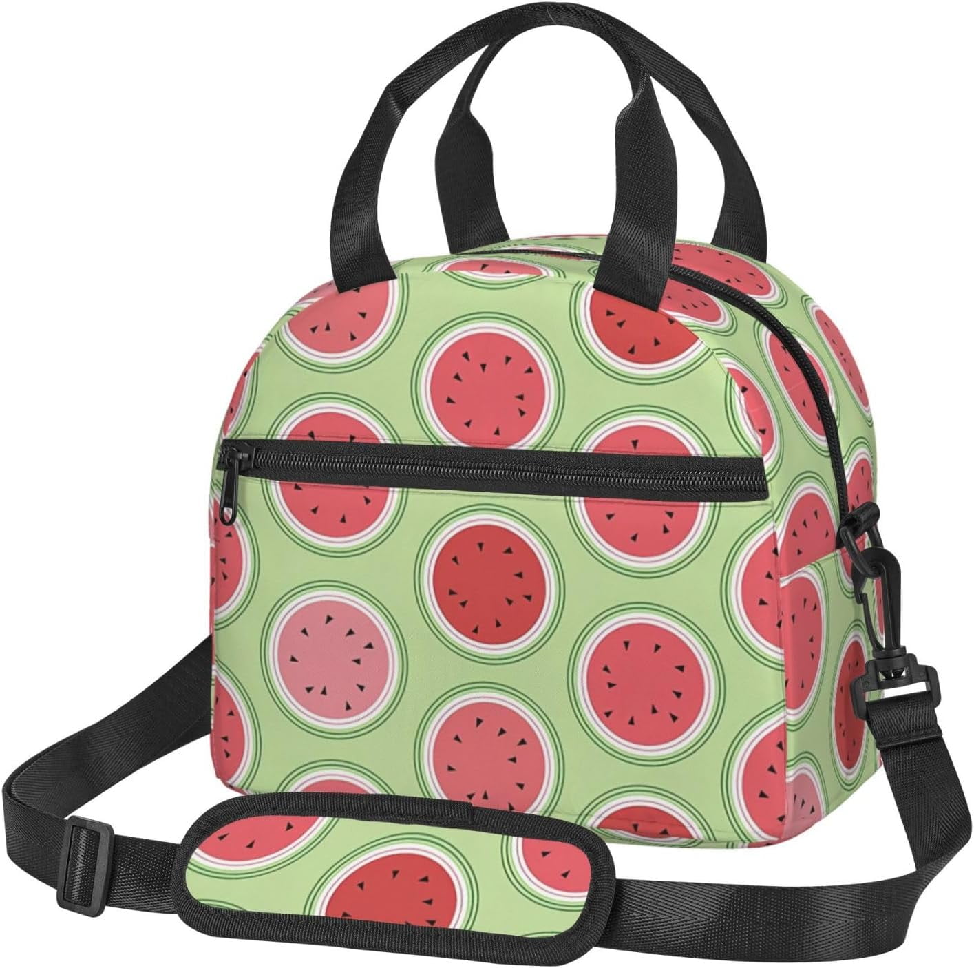 Top-kevin Watermelon Green Print Lunch Bag Tote Bag with Shoulder Strap ...