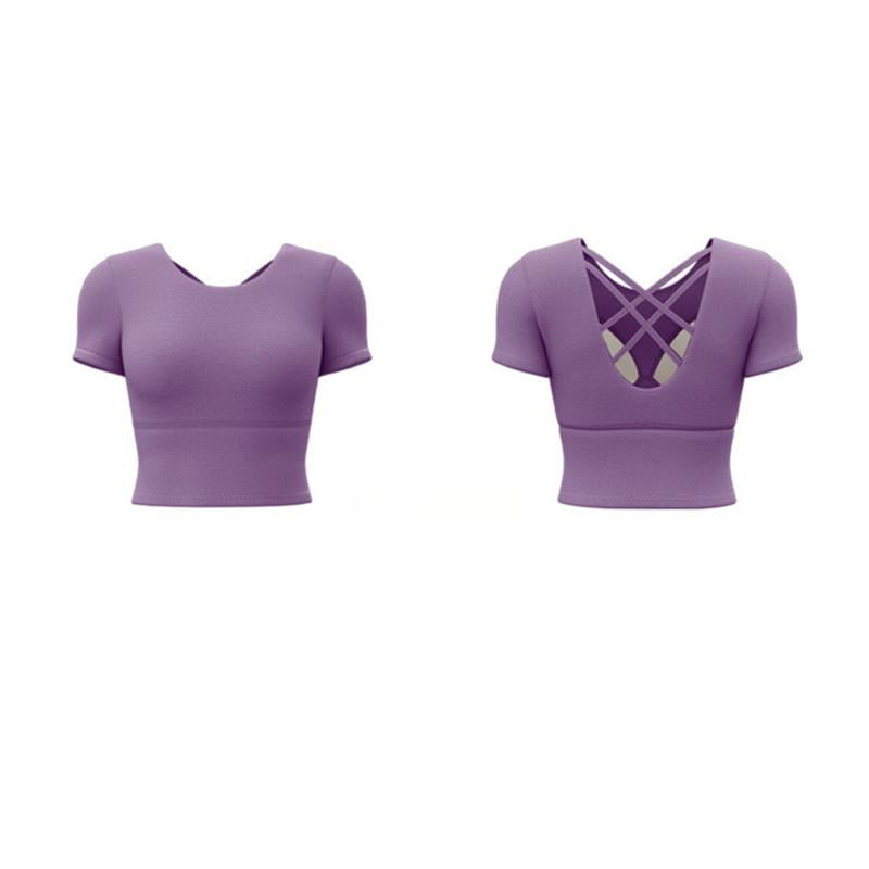 Top-kevin Women'S Athletic Crop Top with Cross-Back Design and Built-In ...