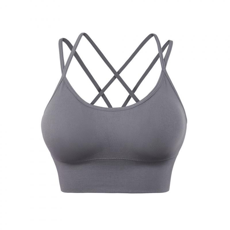 Top-kevin Women's Cross Back Sports Bra Padded Strappy Medium Support ...