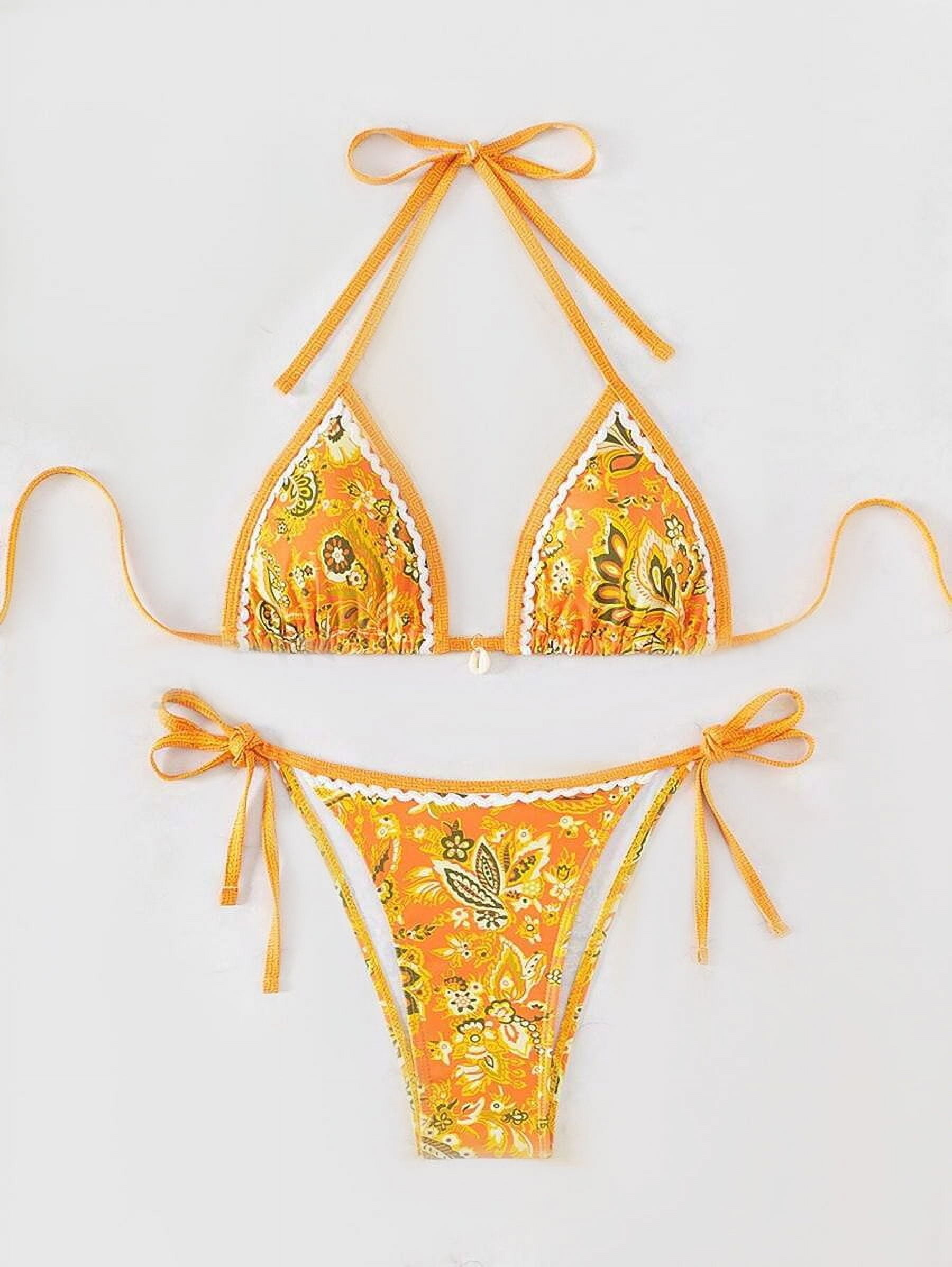Top-kevin Women's Floral Printed Bathing Suit Halter Paisley Summer ...