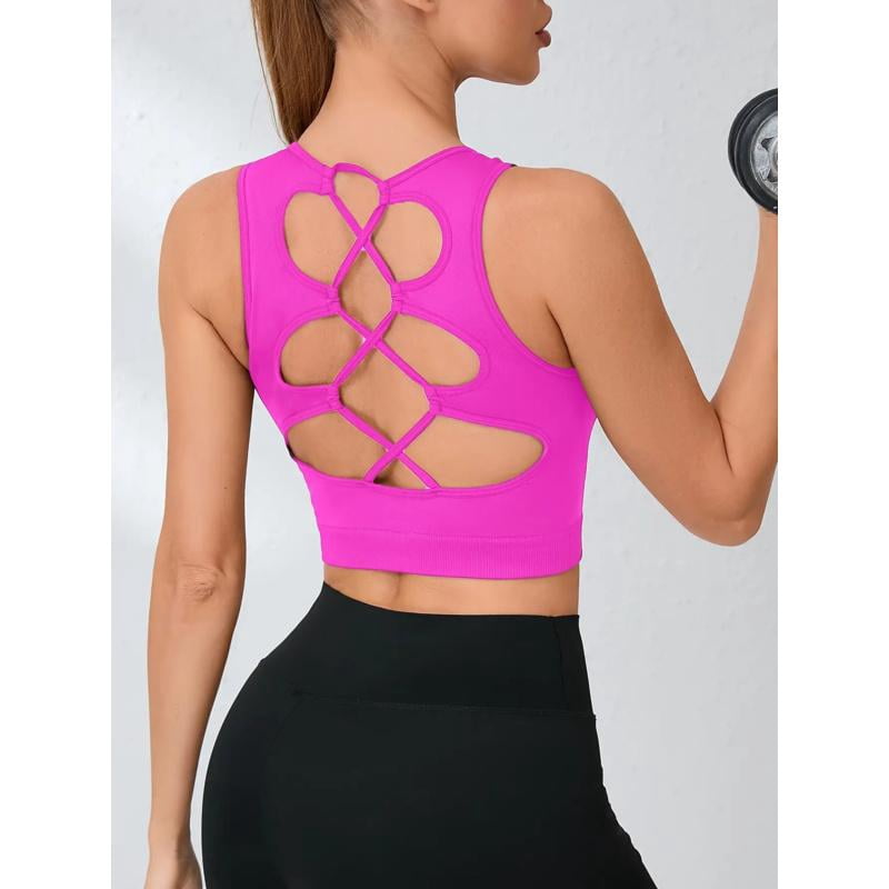 Top-kevin Women's High-Stretch Sports Bra with Unique Cut-Out Design ...