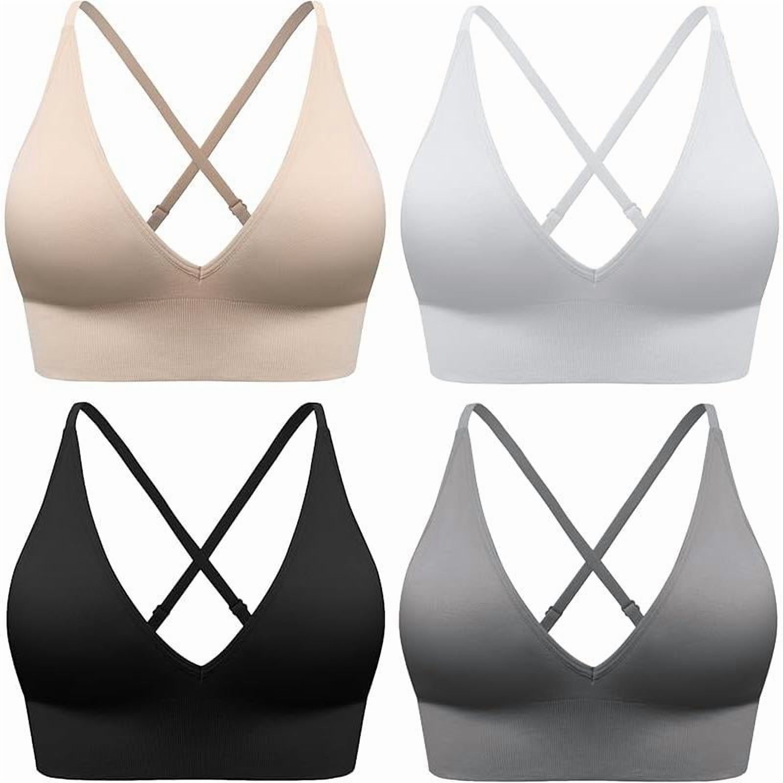 Top-kevin Women's Sports Bras Adjustable Deep V Neck Bras Wireless ...
