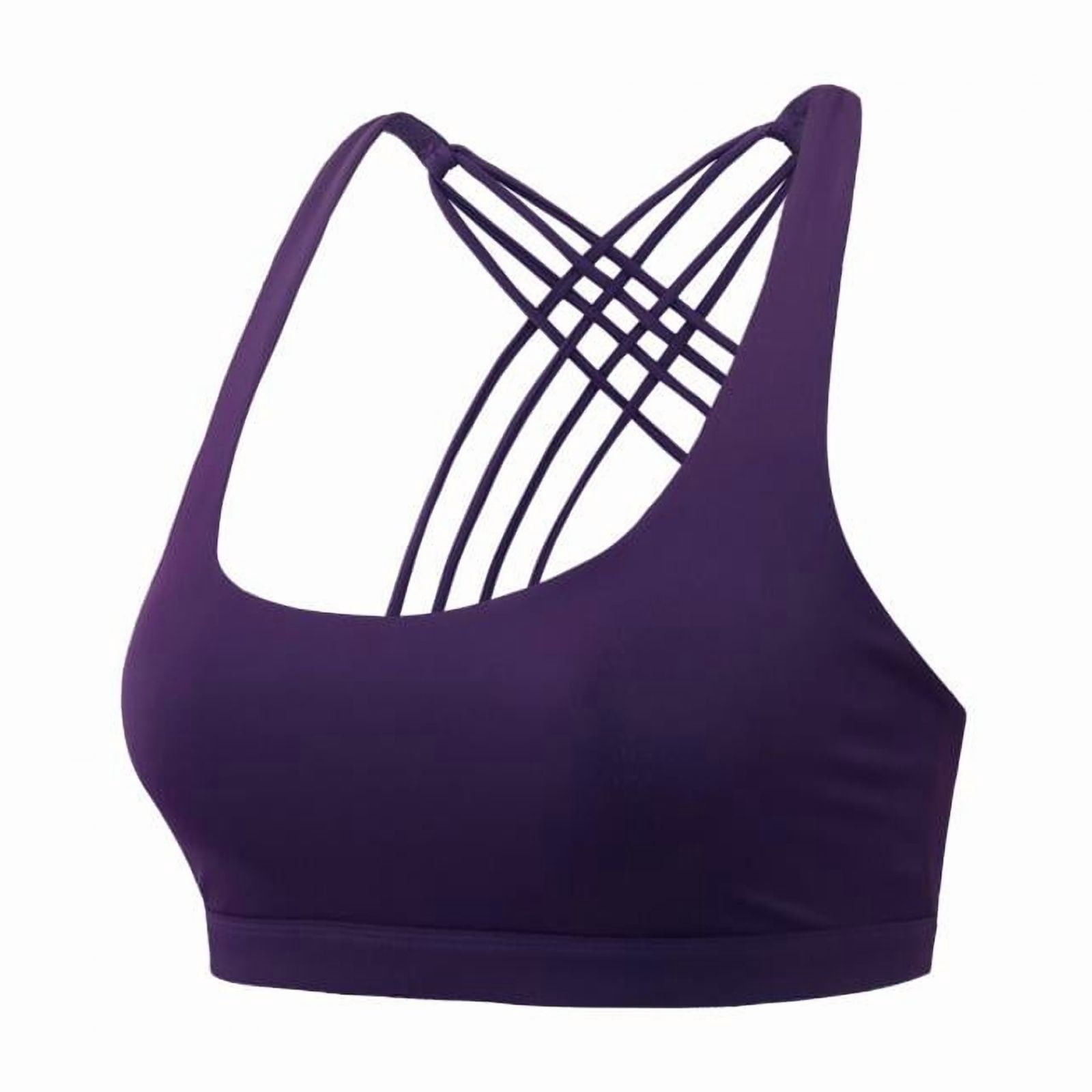 Top-kevin Womens Strappy Sports Bra - Criss Cross Back Padded Medium ...