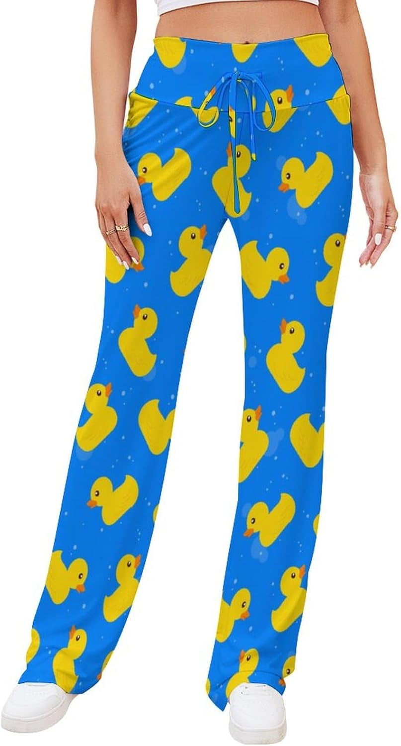 Top-kevin Yellow Rubber Ducks Women's Straight Lace Up Yoga Pants Flare ...