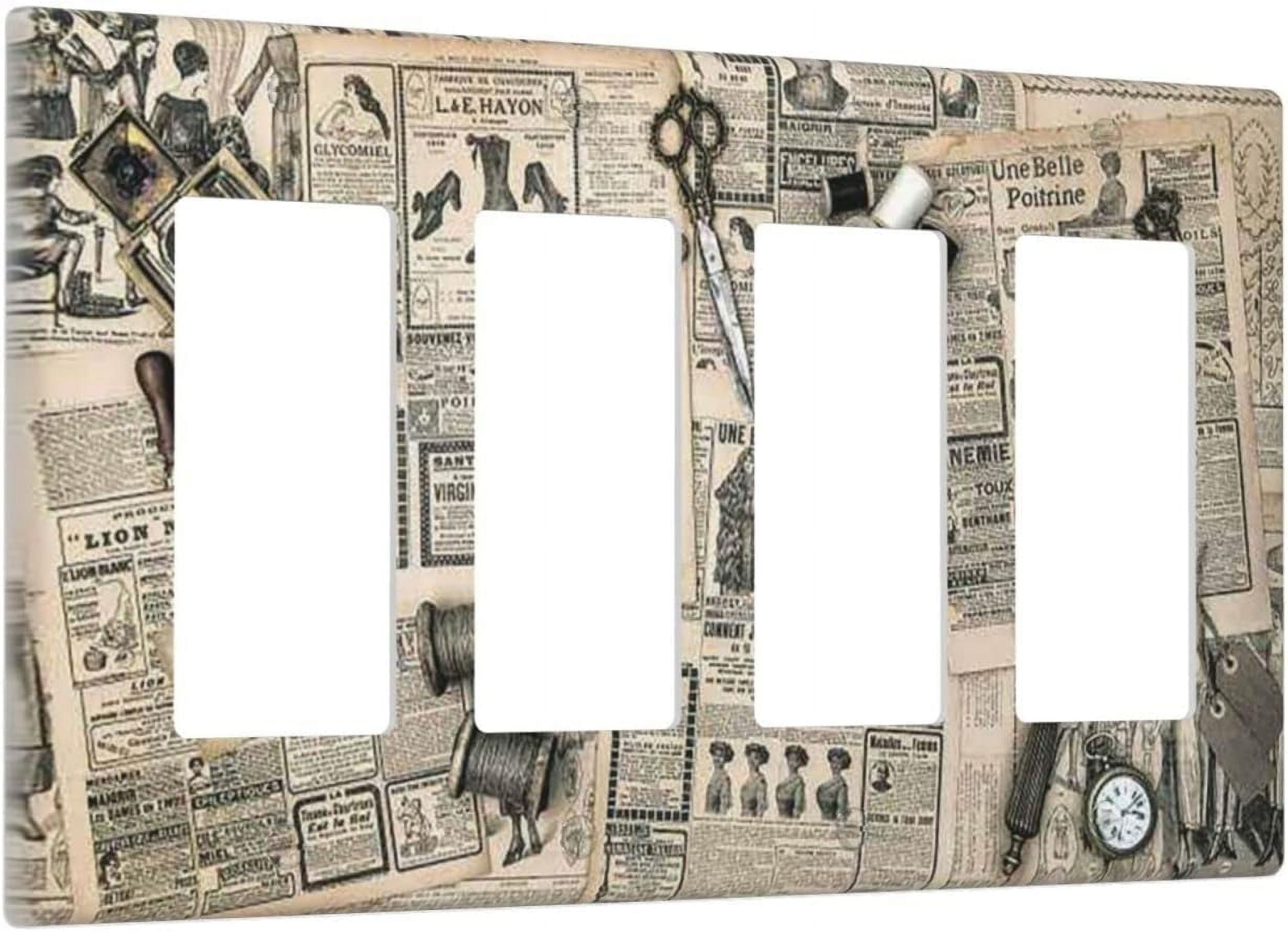 Top-kevin vintage newspaper Quad Rocker Wall Plate for Electrical ...
